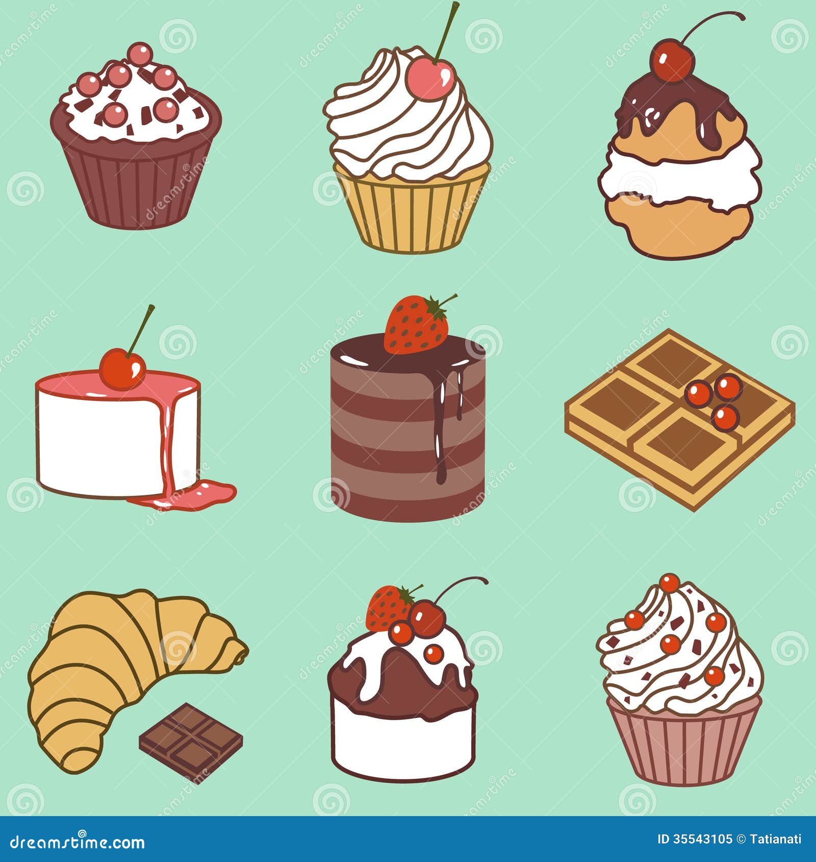 Set With Bake And Sweets Cartoon Vector | CartoonDealer.com #56657445