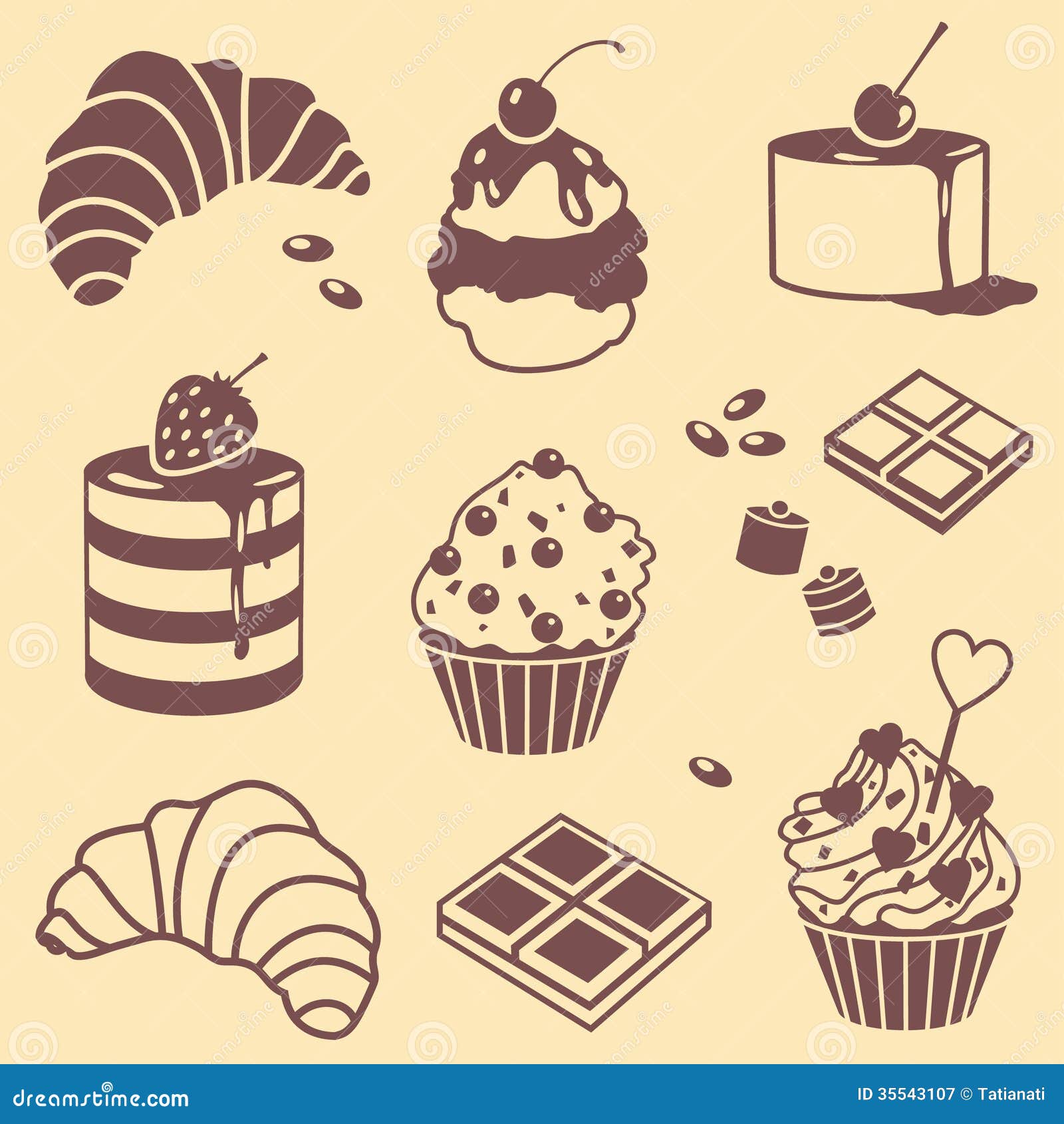 Set With Bake And Sweets Cartoon Vector | CartoonDealer.com #56657445
