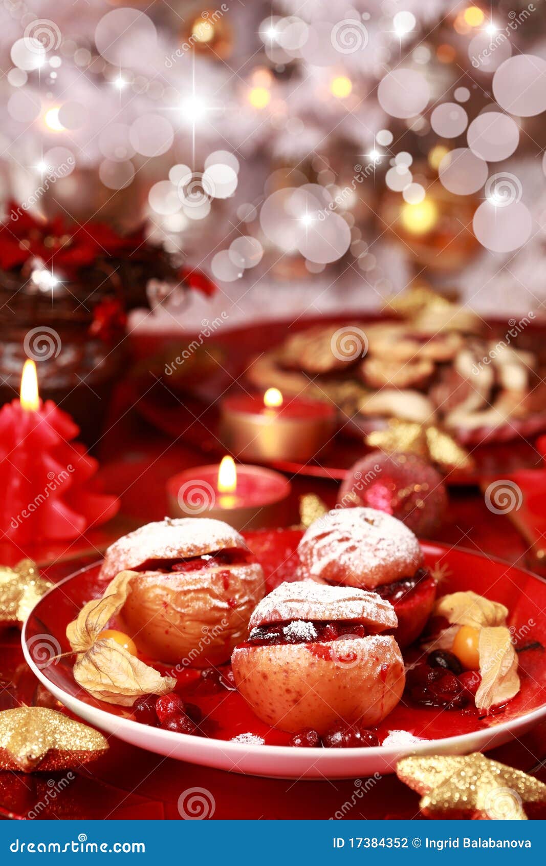 Baked apples for Christmas stock photo. Image of place - 17384352