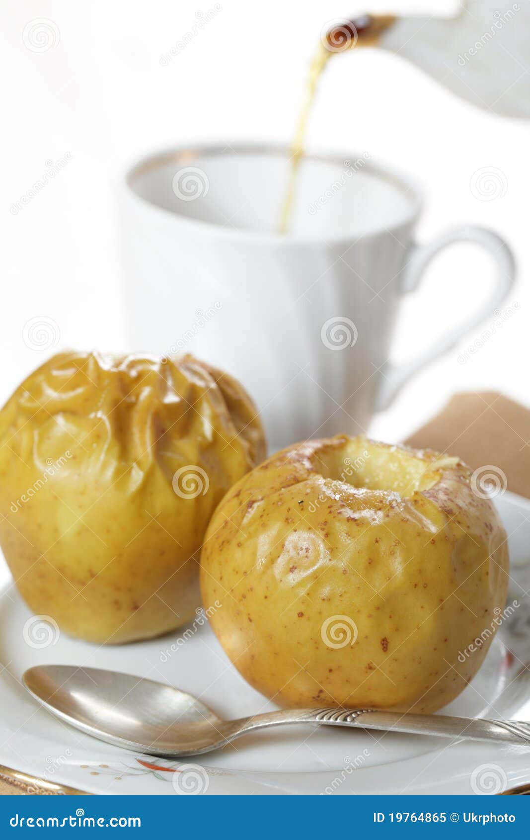 Baked apples and tea stock image. Image of fruit, baked - 19764865