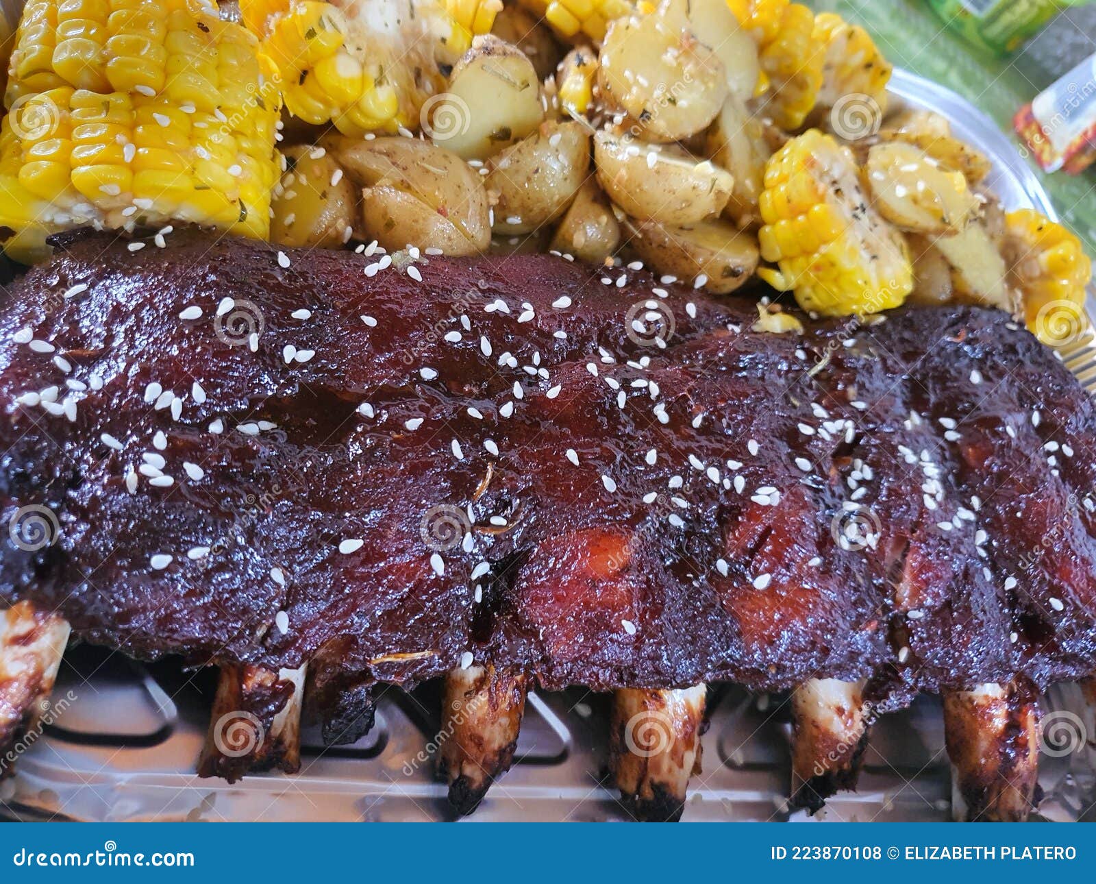 Baked Baby Back with Sidings Stock Photo - Image of baby, corn: 223870108