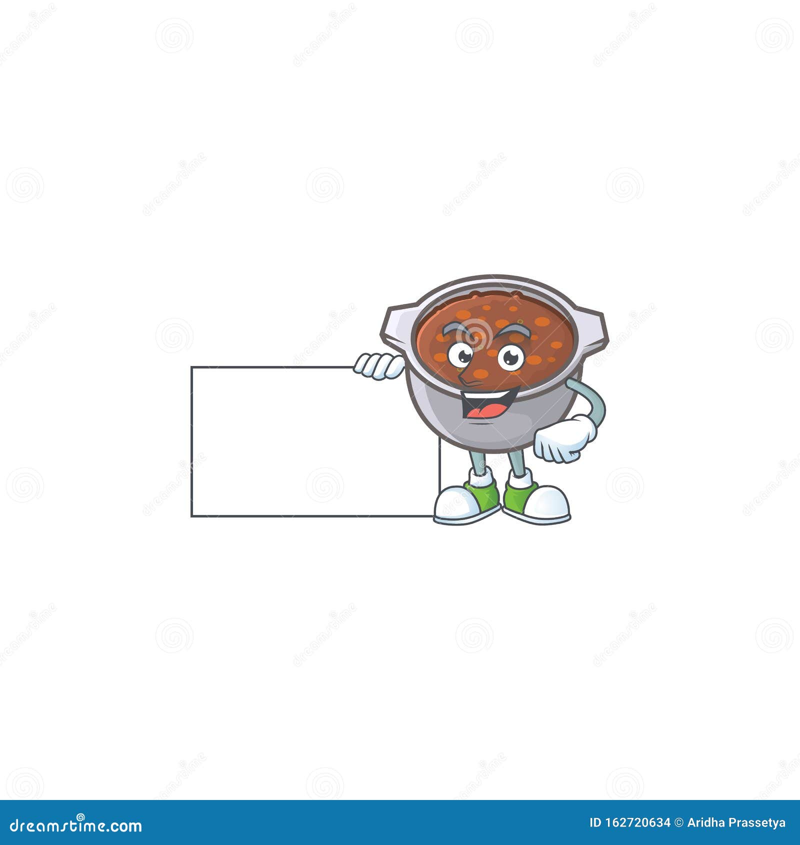 Baked Beans in Bowl with Grinning with Board Mascot Stock Vector ...