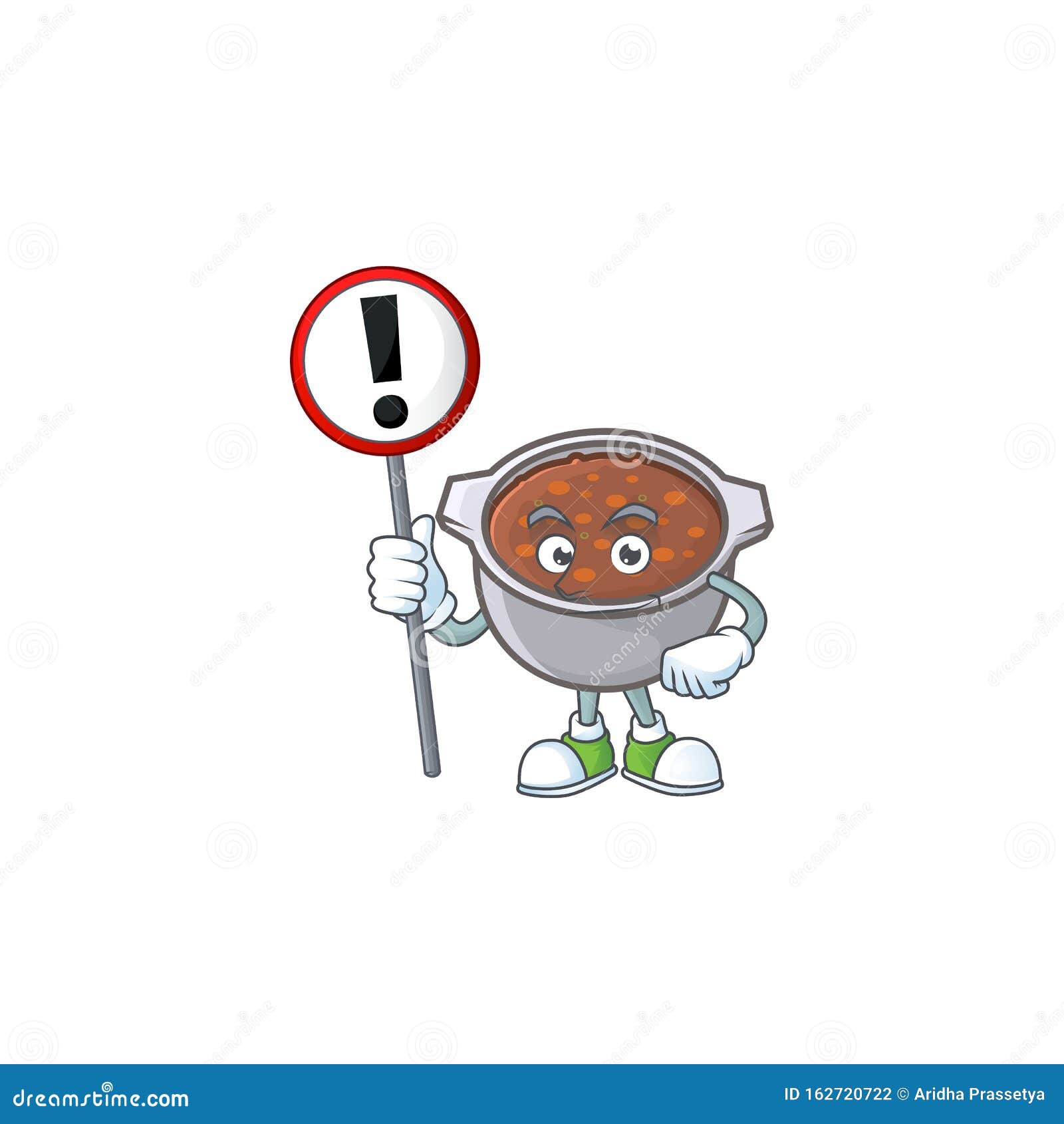 Baked Beans in Bowl with Sign Warning Mascot Stock Vector ...