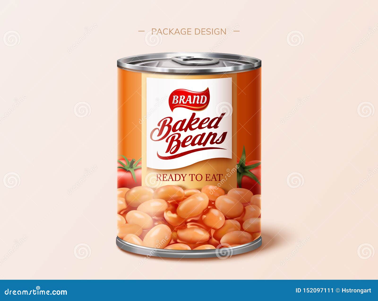 Baked Beans Tin Package Design Stock Vector - Illustration of snack ...