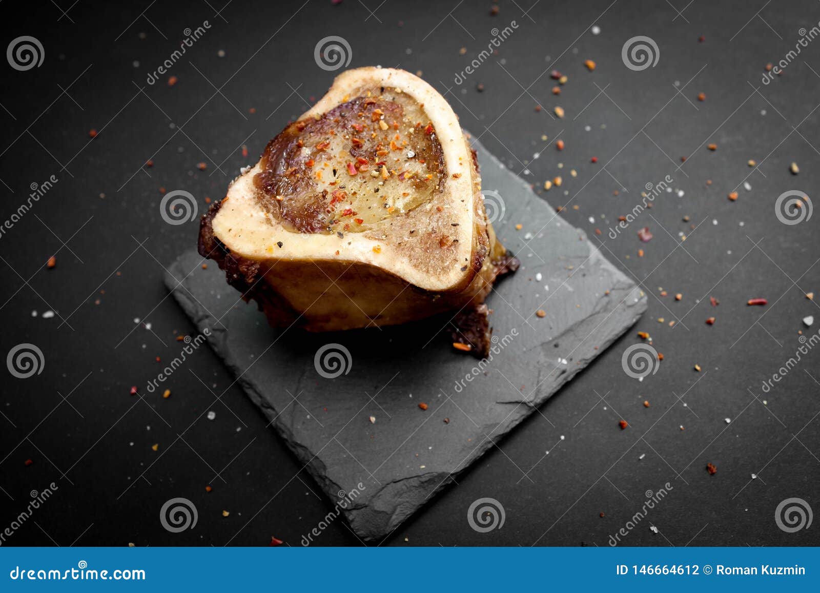 Baked Beef Brain Bones on a Dark Basalt Background Stock Photo - Image ...