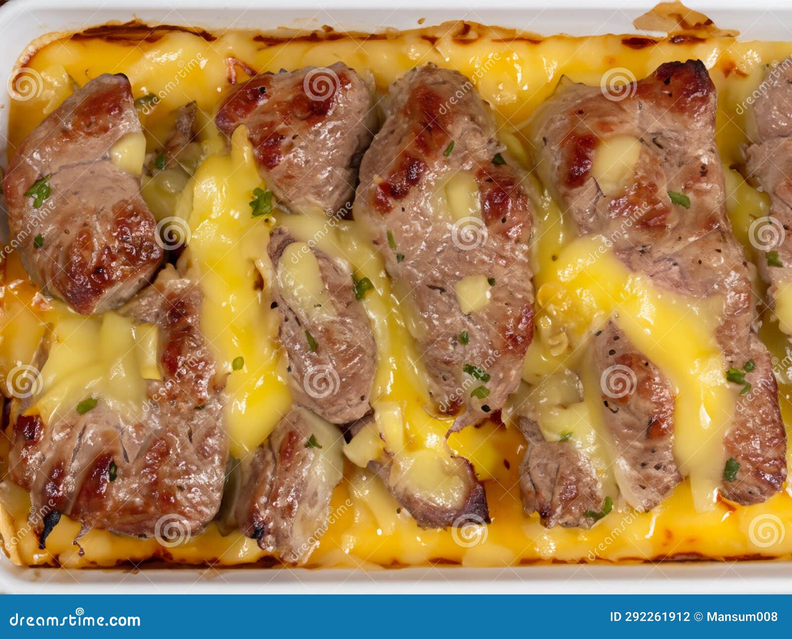 Baked Beef Meat with Cheese Stock Photo - Image of yellow, sauce: 292261912