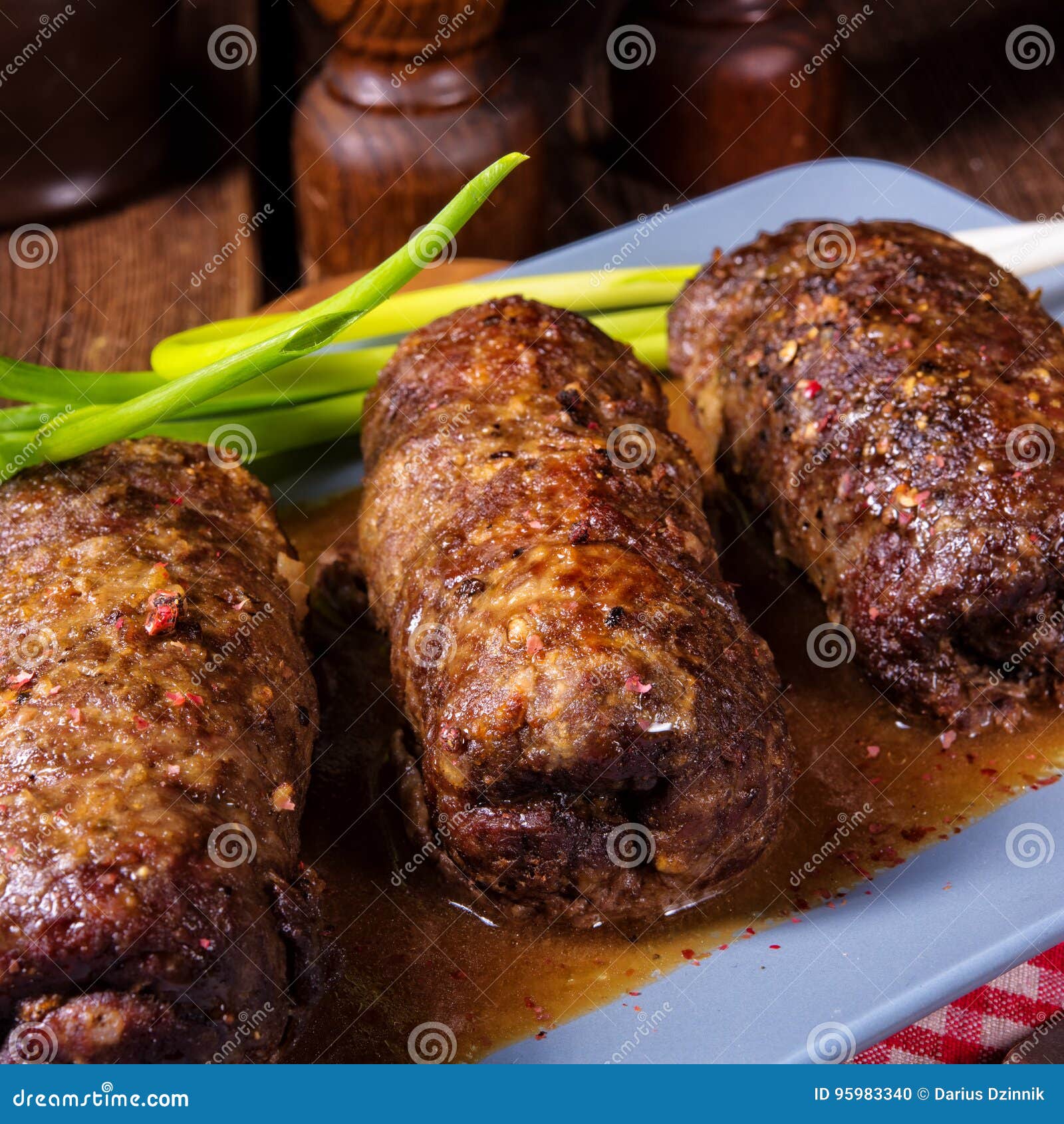 Baked Beef Roulades with Delicious Fillings Stock Photo - Image of ...