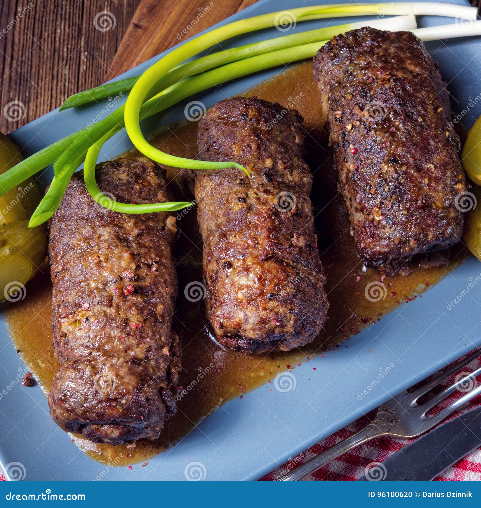 Baked Beef Roulades with Delicious Fillings Stock Photo - Image of ...