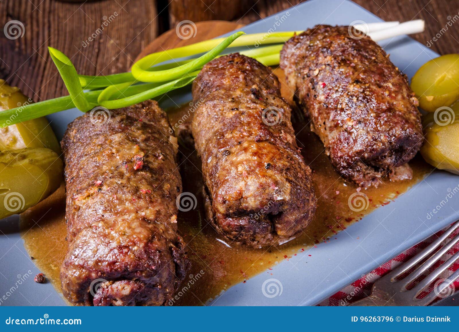 Baked Beef Roulades with Delicious Fillings Stock Photo - Image of ...