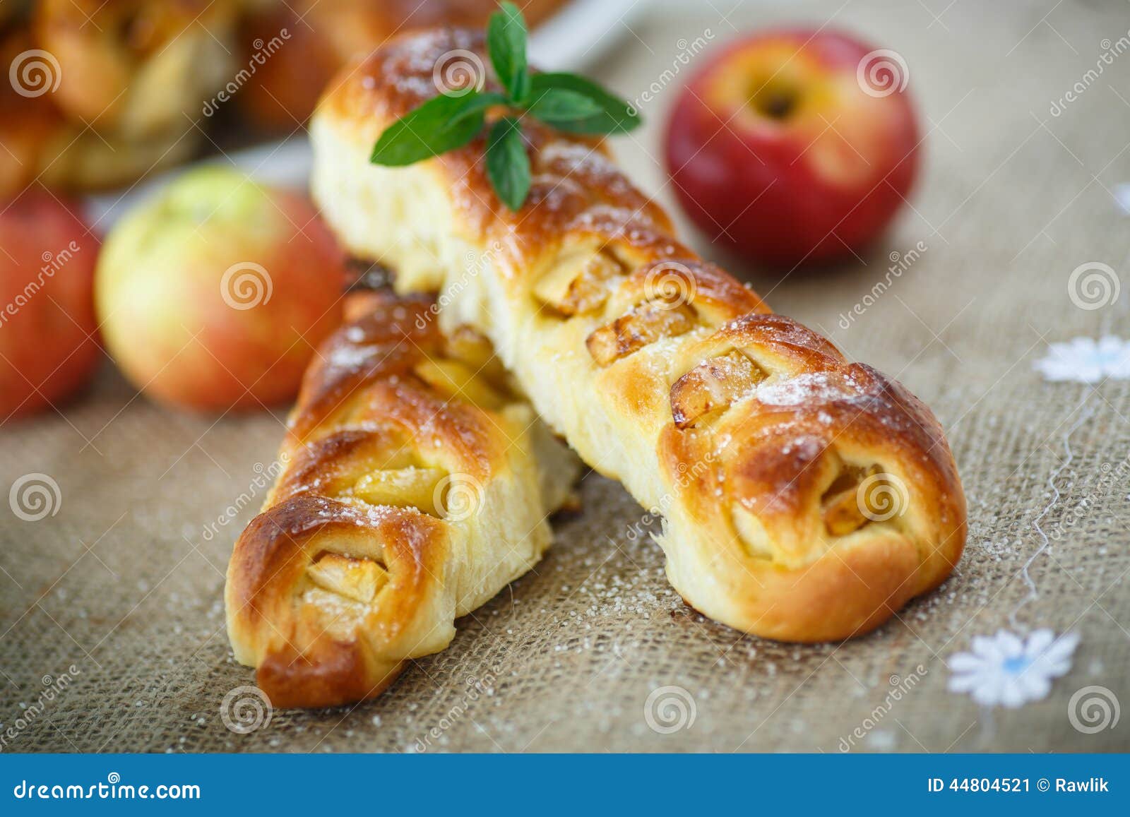 Baked Braided Pigtails with Apples Stock Image - Image of apple ...
