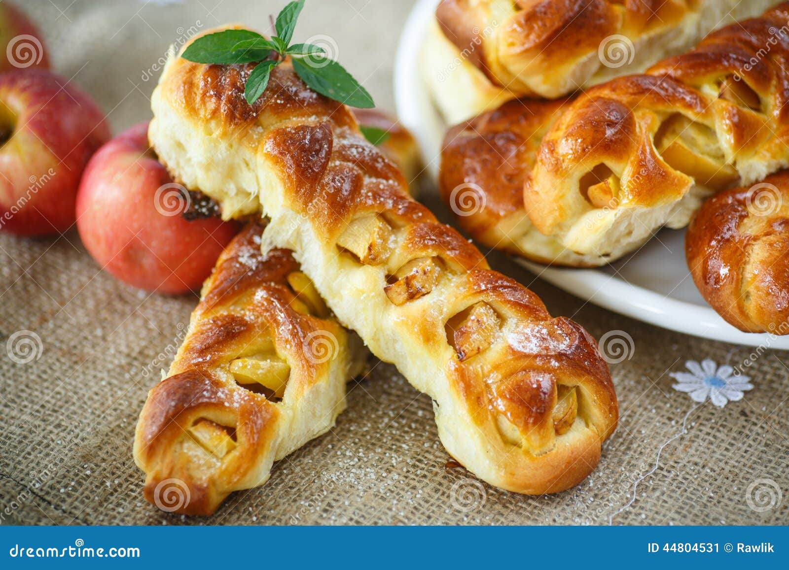 Baked Braided Pigtails with Apples Stock Image - Image of delicious ...
