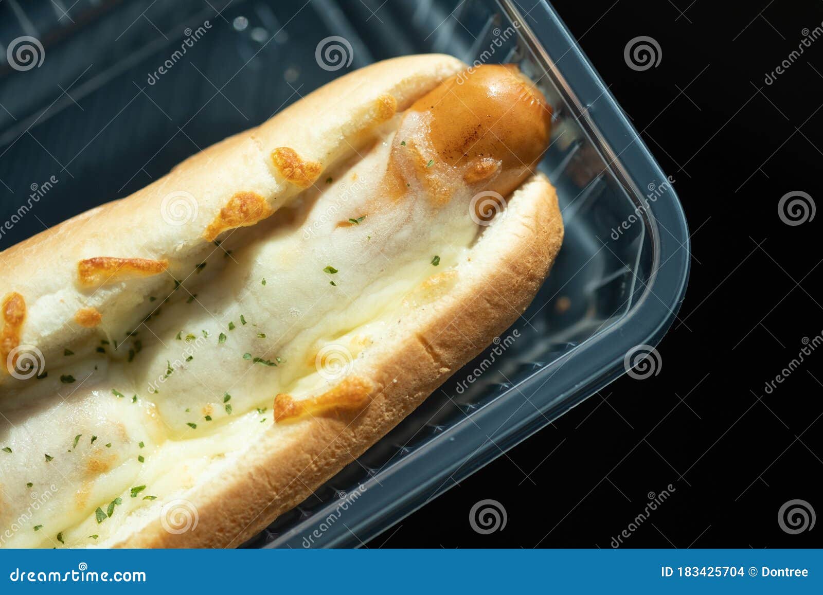 Baked Bread Hot Dog with Cheese Stock Photo - Image of dish, cooked ...