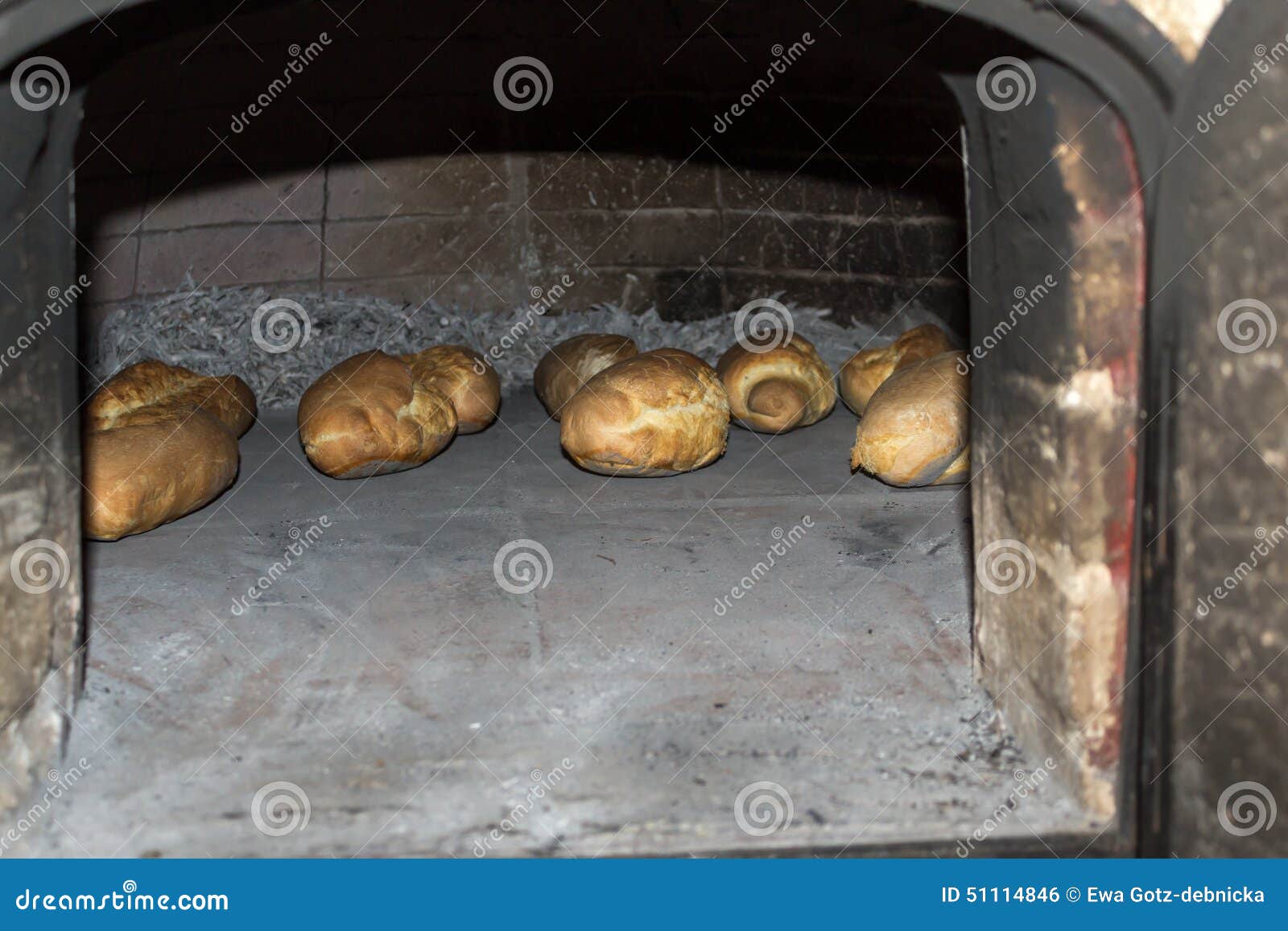 Baked bread in oven stock photo. Image of light, heater - 51114846