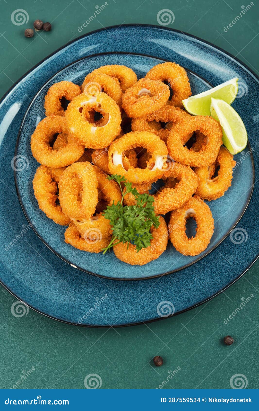Deep fried squid rings stock photo. Image of seafood - 287559534
