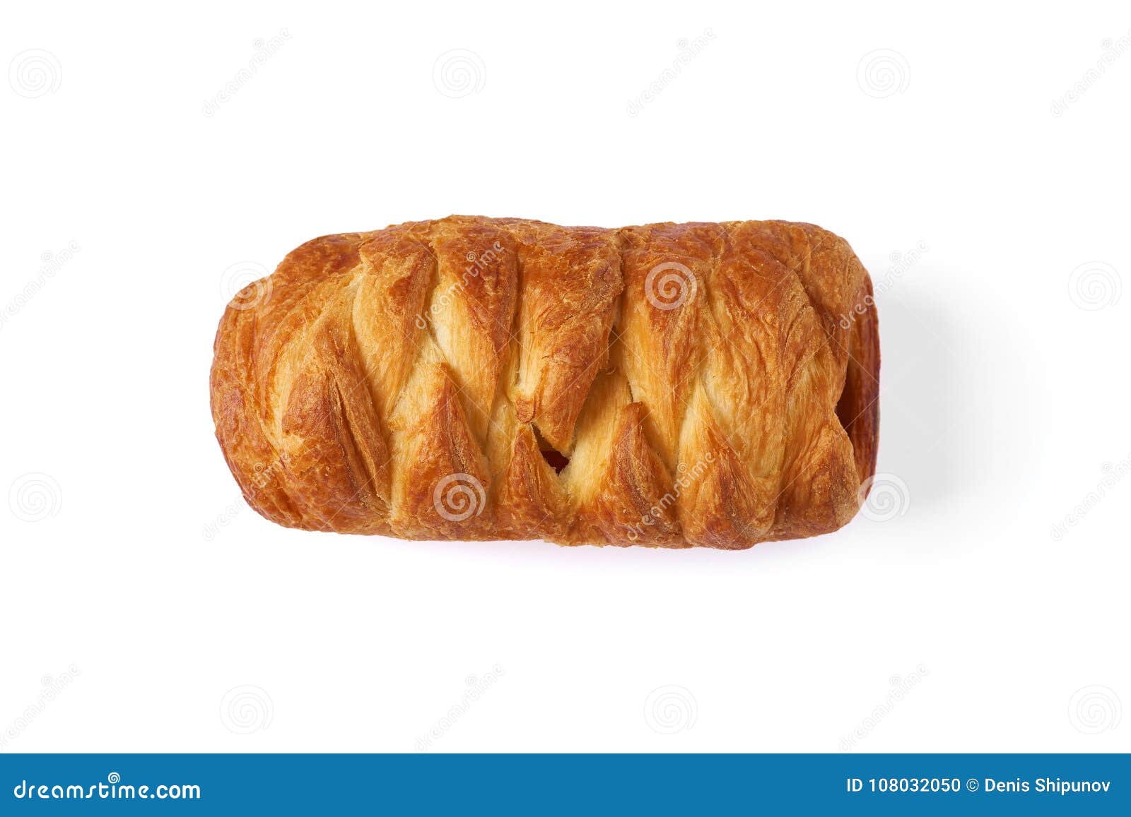 Baked Bun with a Beautiful Pattern of Puff Pastry. Isolate on White ...