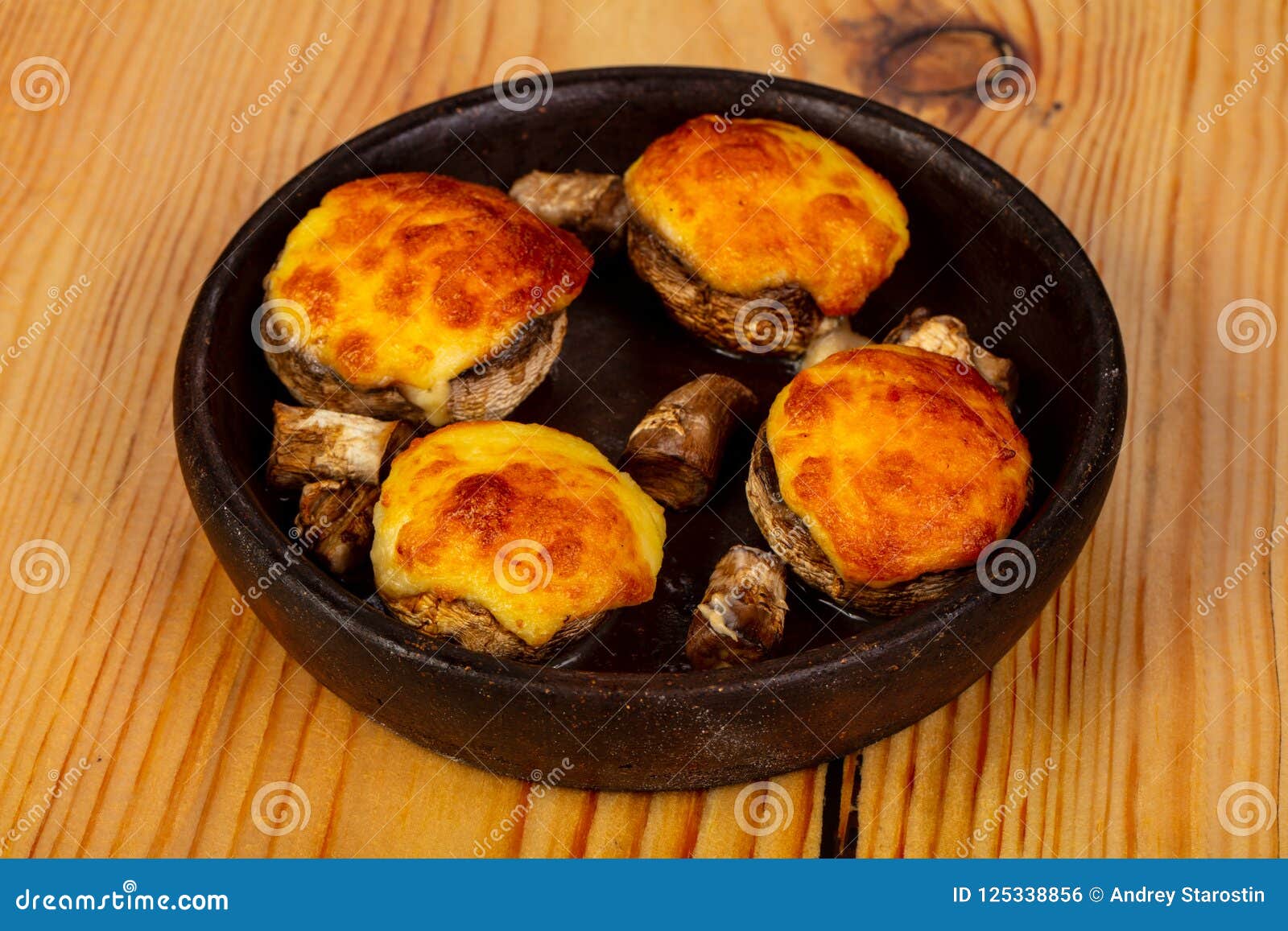 Baked Champignon with Cheese Stock Photo - Image of vegetarian ...