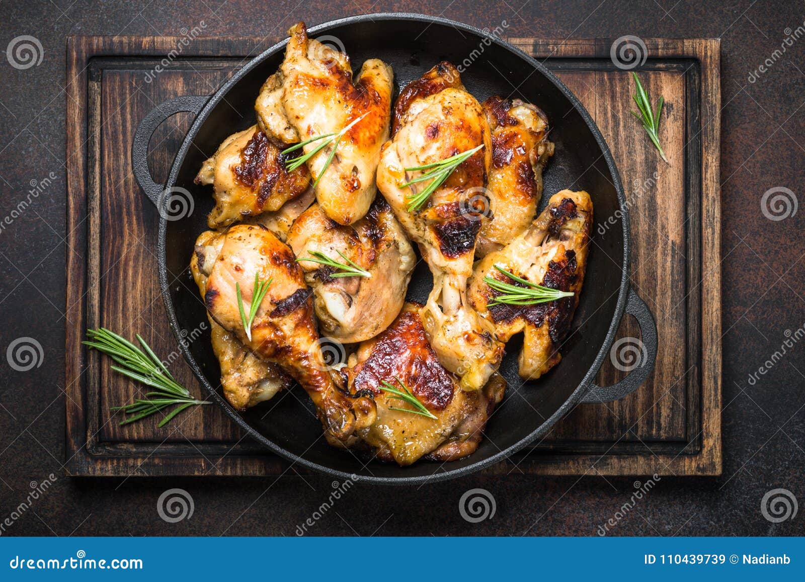 Baked Chicken Barbeque Top View. Stock Image - Image of food ...