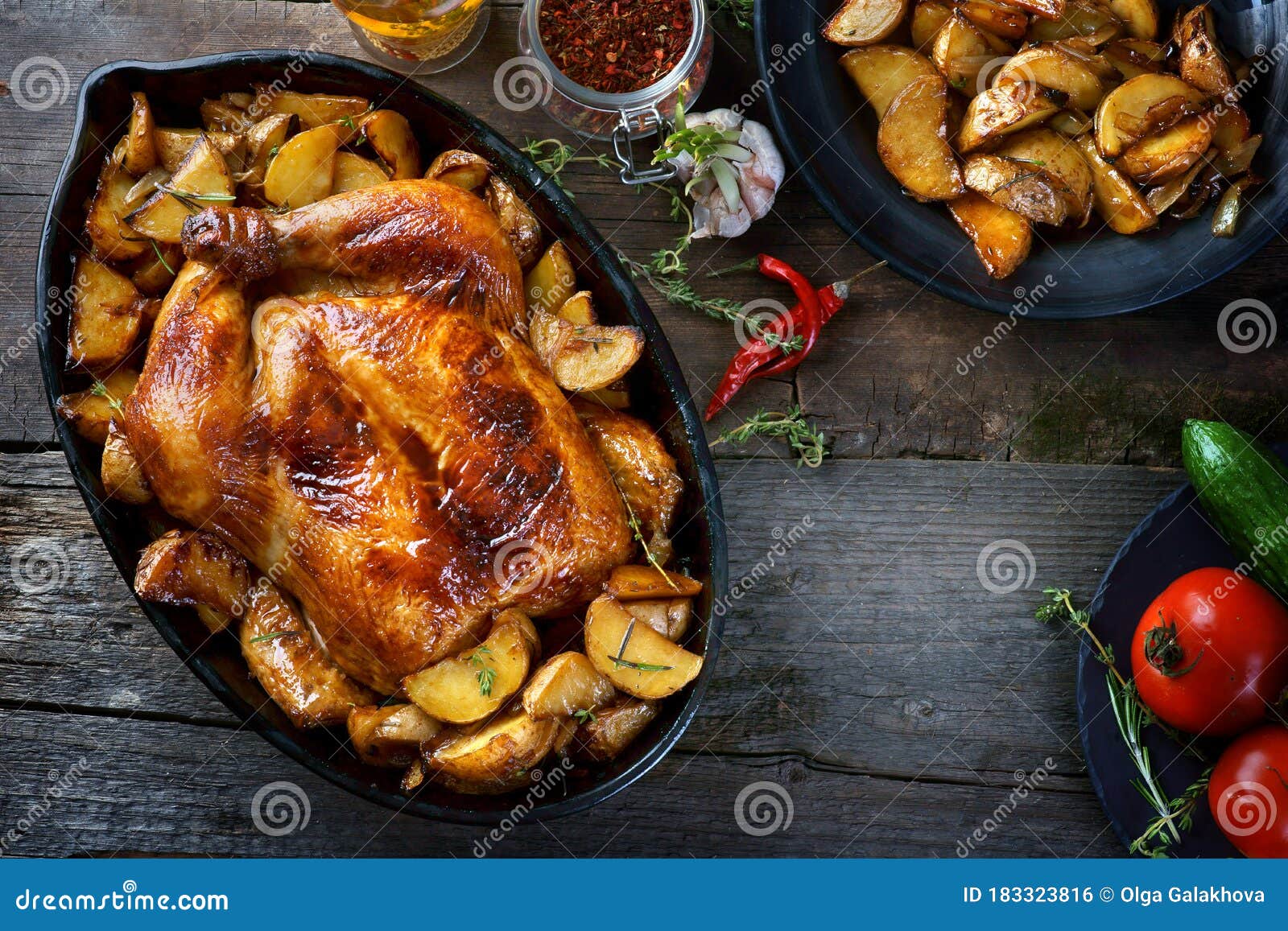 Baked Chicken for Family Dinner Stock Photo - Image of cooked, chicken ...