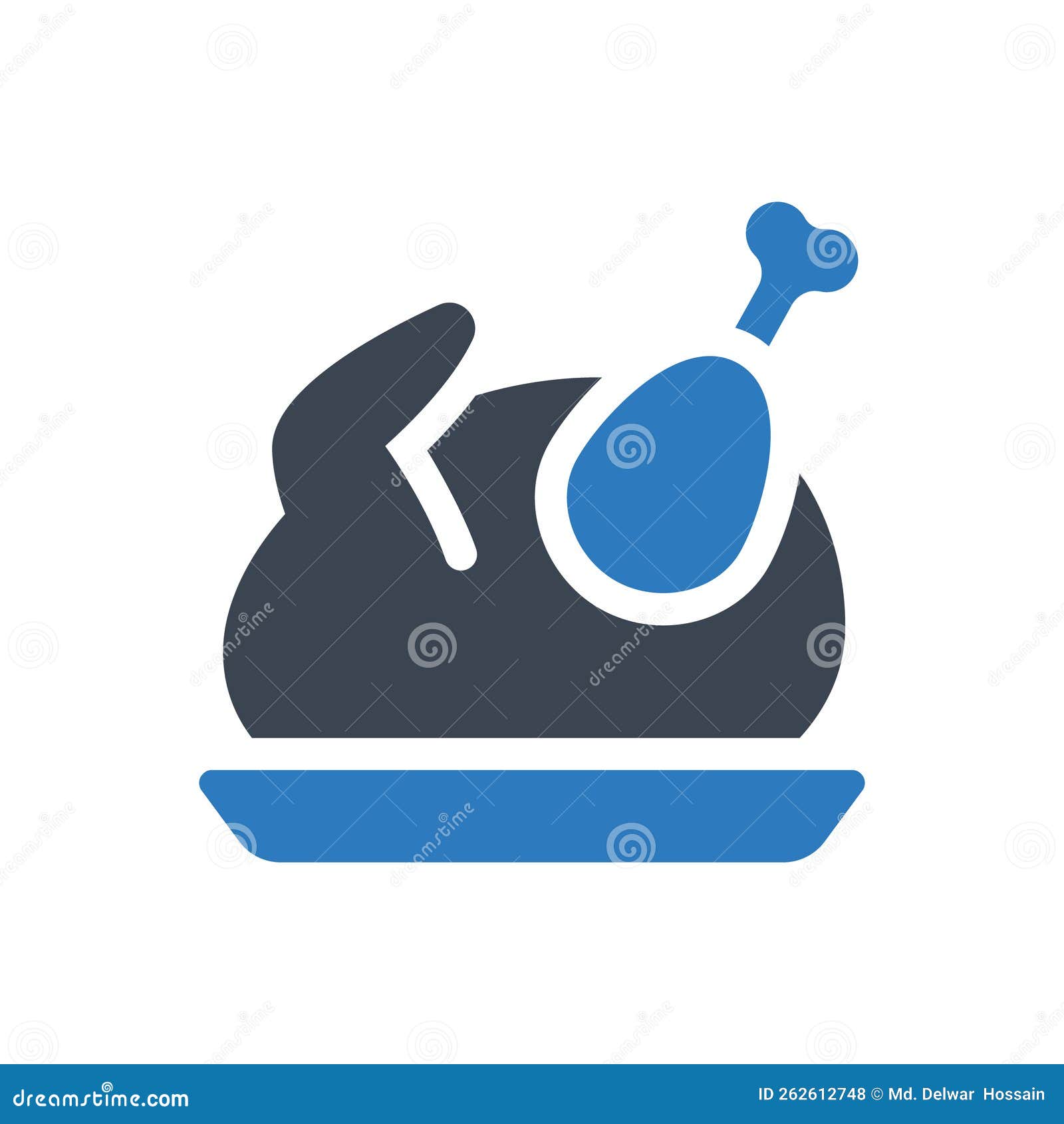 Baked chicken icon stock vector. Illustration of roasted - 262612748