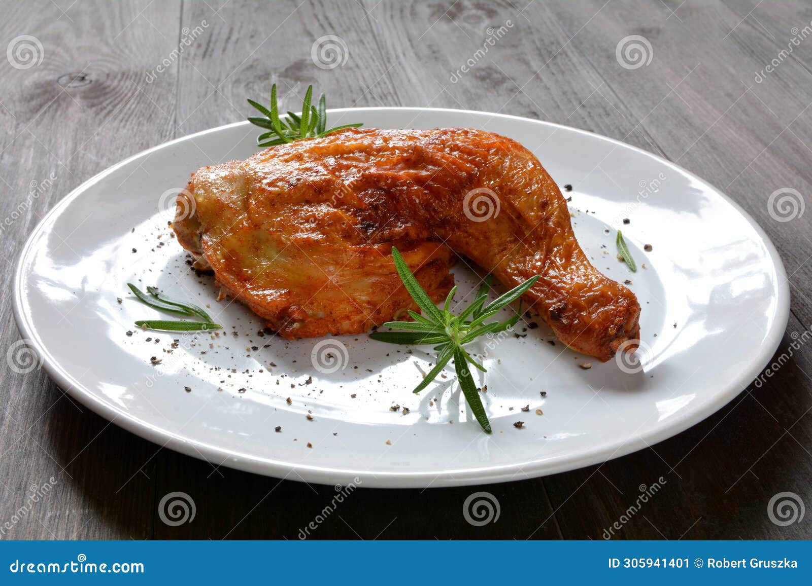 Baked chicken leg stock image. Image of grill, dish - 305941401