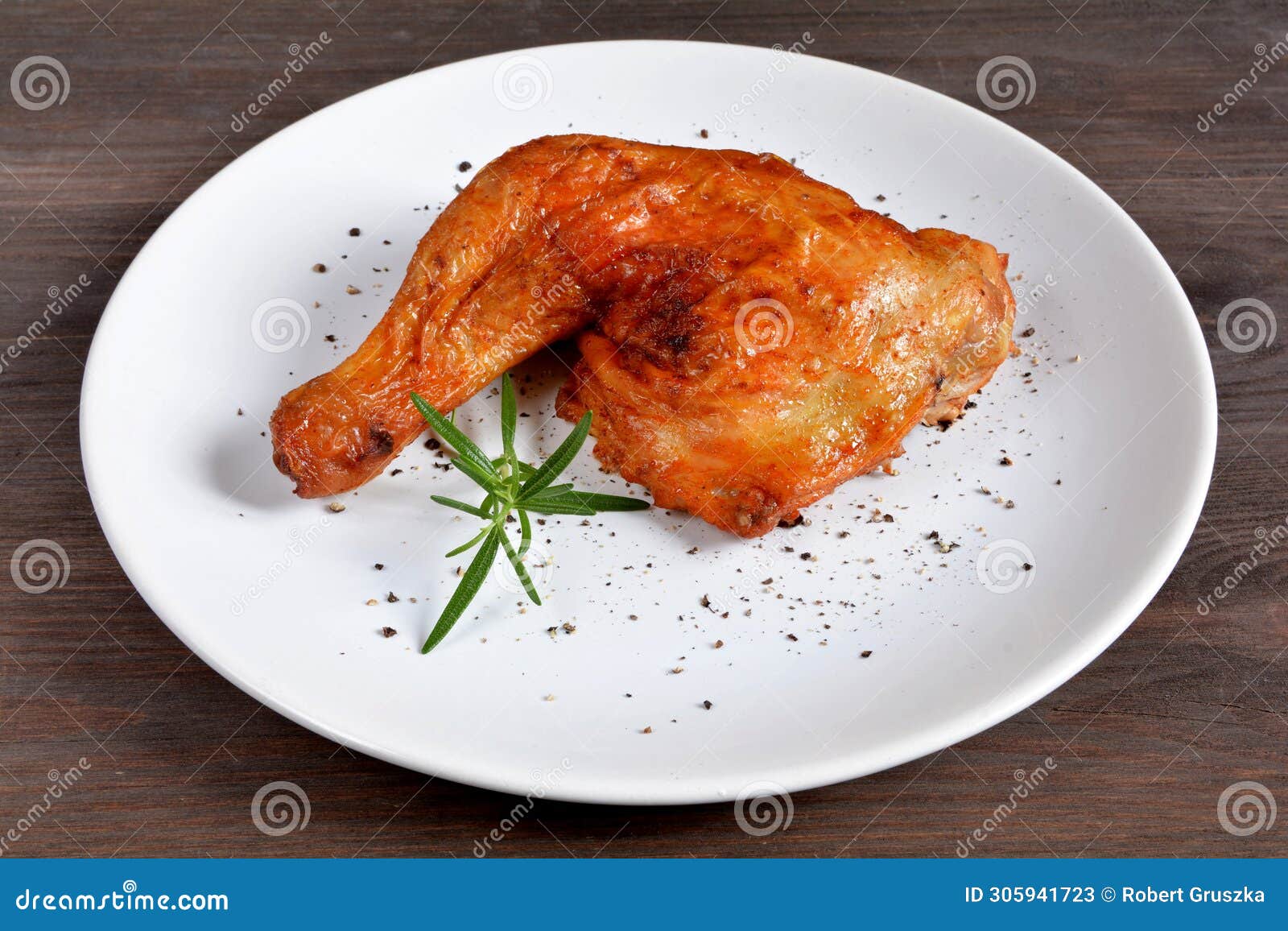 Baked chicken leg stock image. Image of fried, meal - 305941723