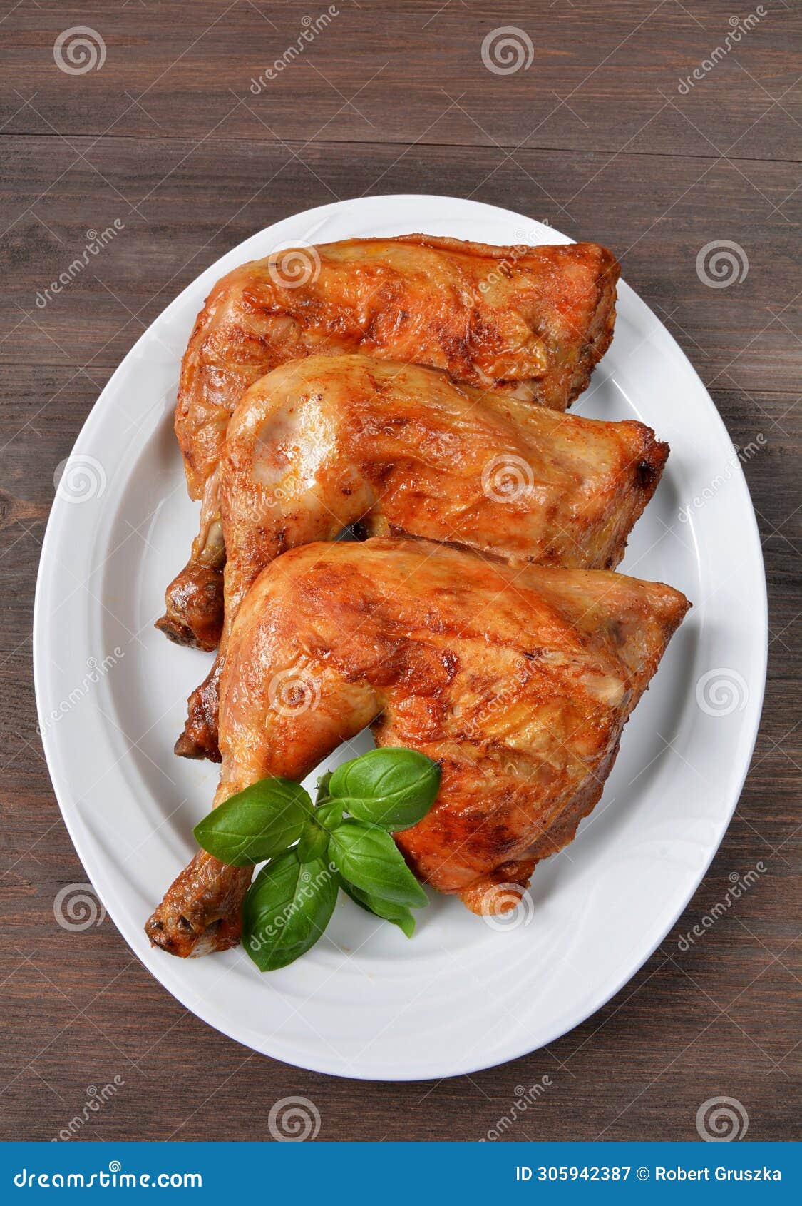 Baked chicken leg stock image. Image of meal, spice - 305942387