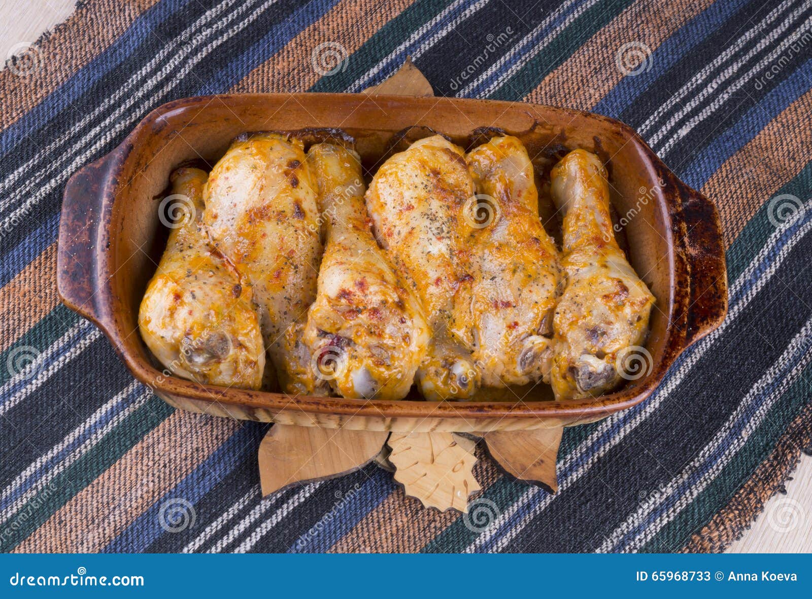 Baked Chicken Legs in a Clay Plate. Stock Image - Image of delicious ...