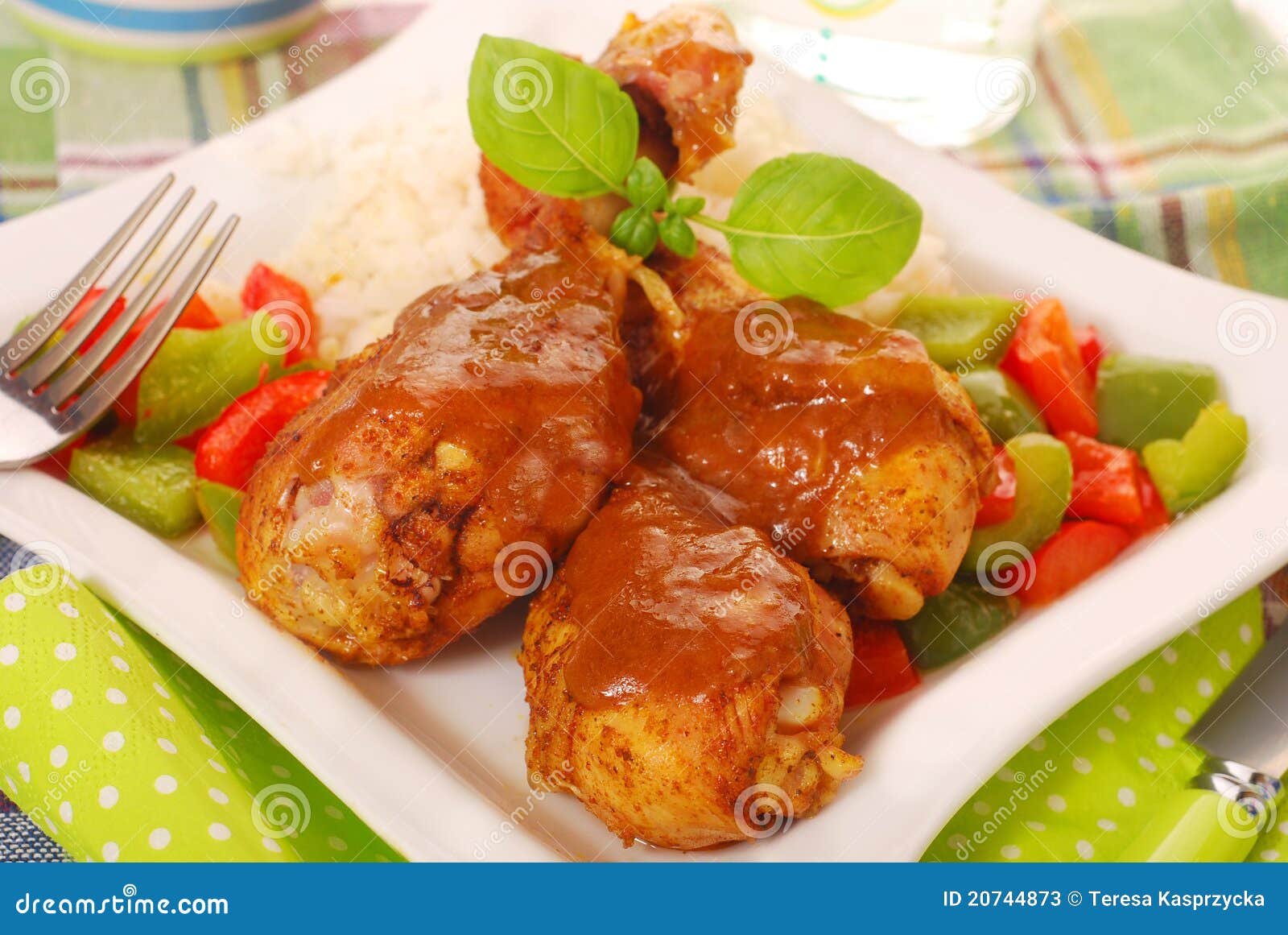 Baked Chicken Legs with Curry Stock Image - Image of food, rice: 20744873
