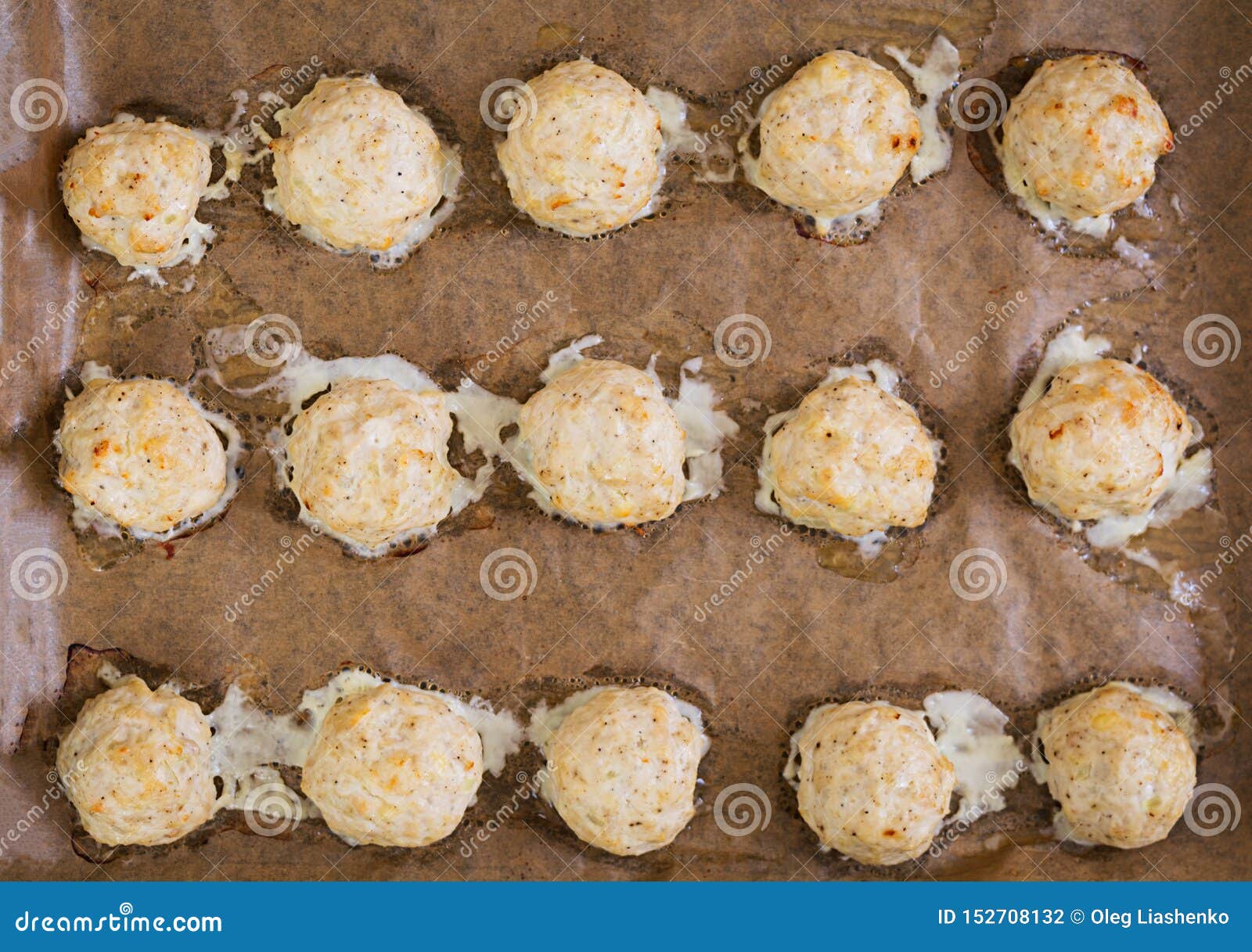 Baked Chicken Meatballs with Cheese Stock Photo - Image of chicken ...