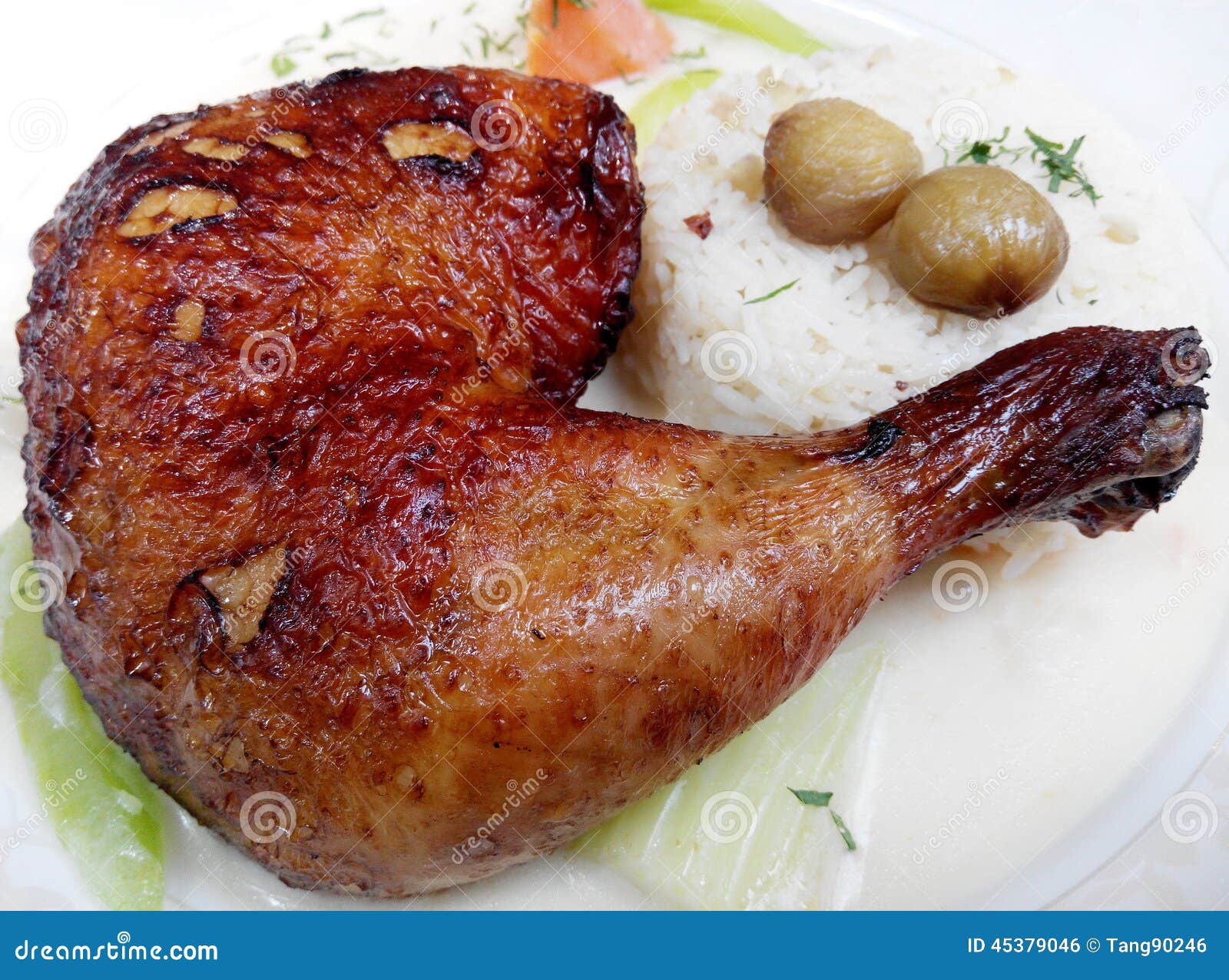 Baked chicken rice stock photo. Image of roasted, crisp - 45379046