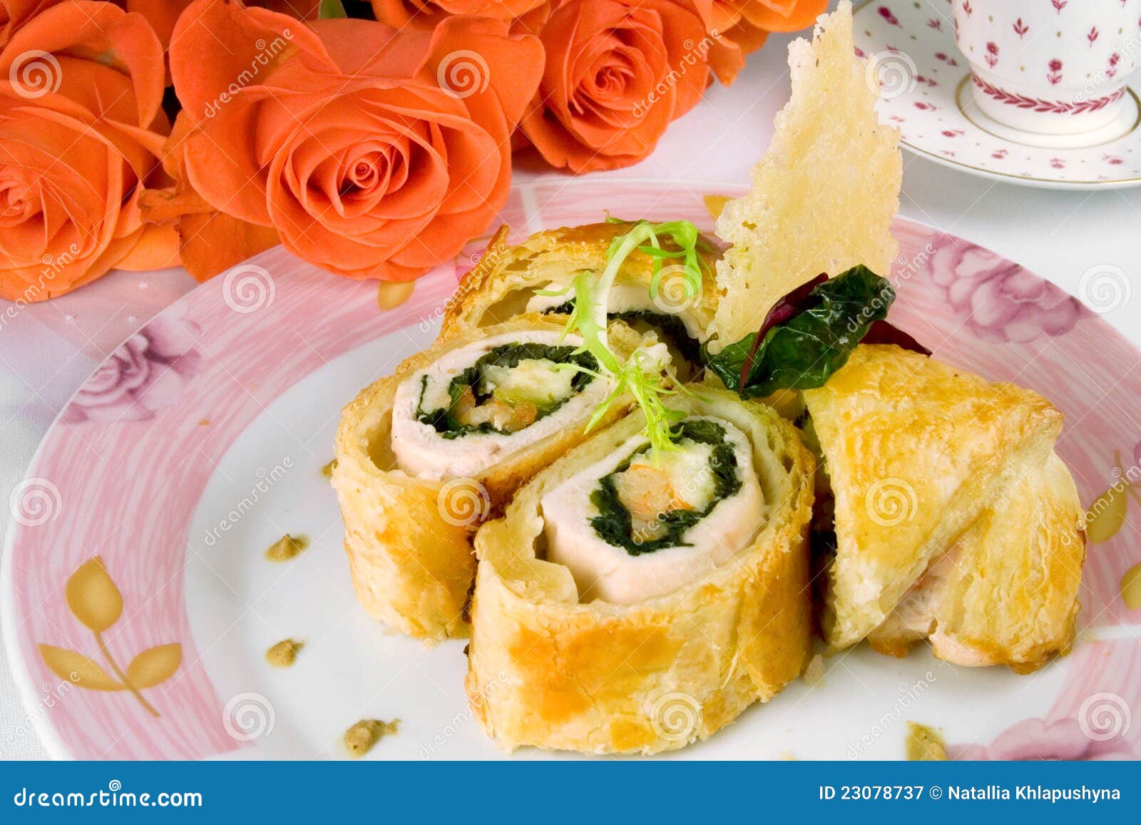 Baked Chicken Roll in Pastry Stock Image - Image of meat, dinner: 23078737