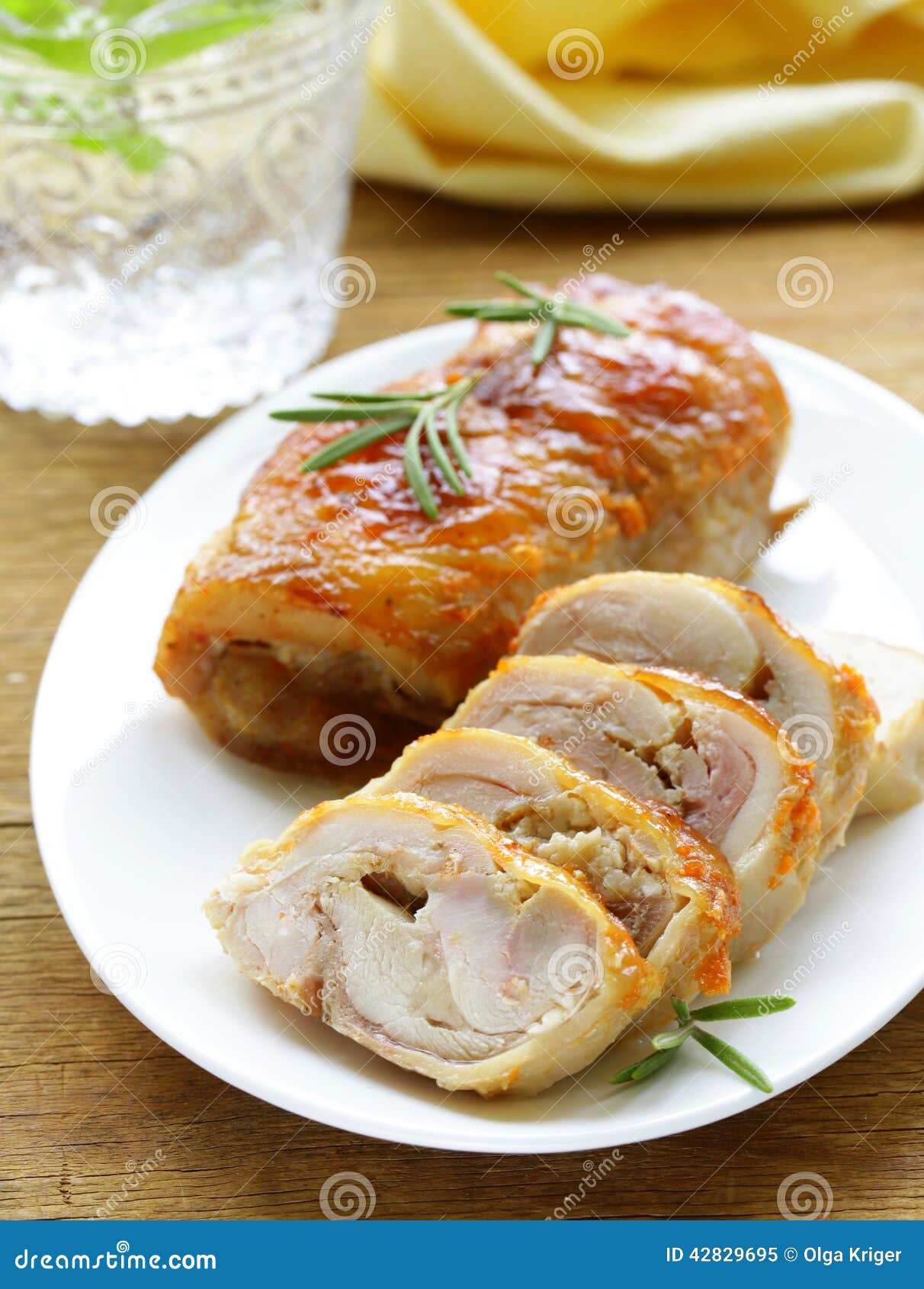Baked Chicken Roulade with Garlic Stock Image - Image of chicken, fried ...