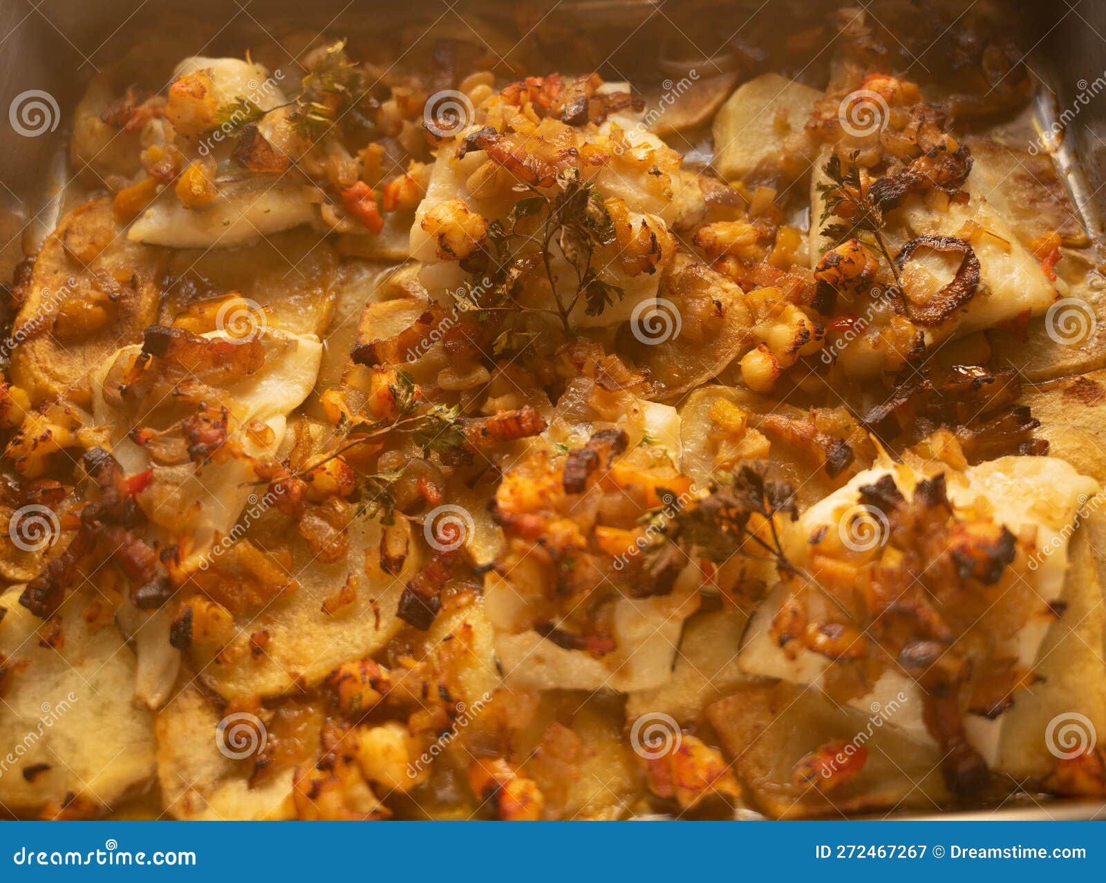 Baked cod dish stock image. Image of lemon, sauce, white - 272467267