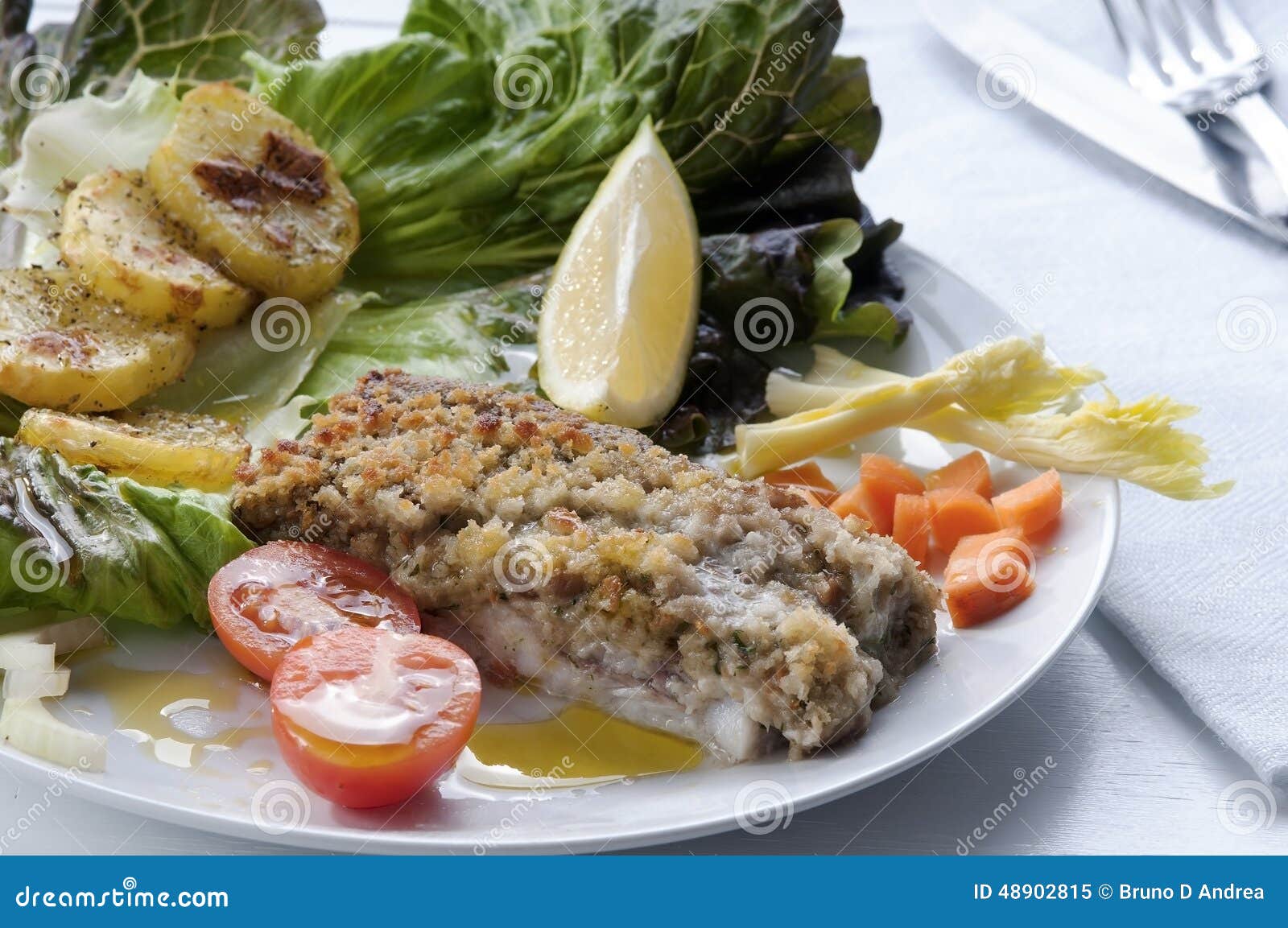 Baked cod fillet stock image. Image of grilled, fish - 48902815