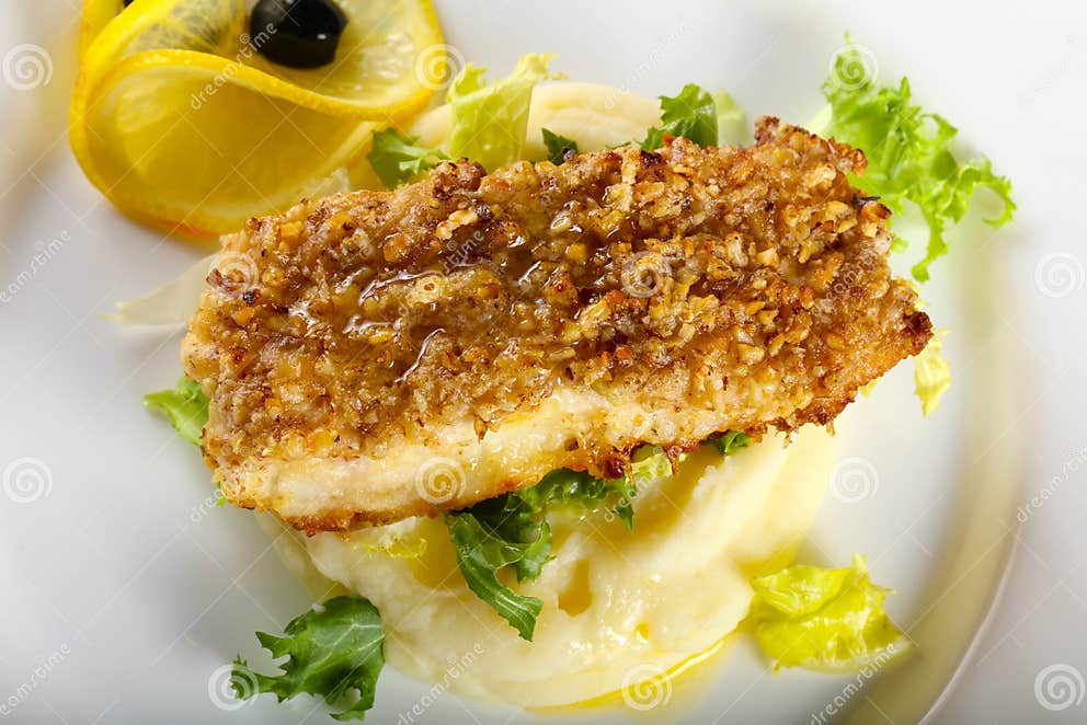 Cod Fish with Mashed Potato Stock Image - Image of mashed, mash: 112179065