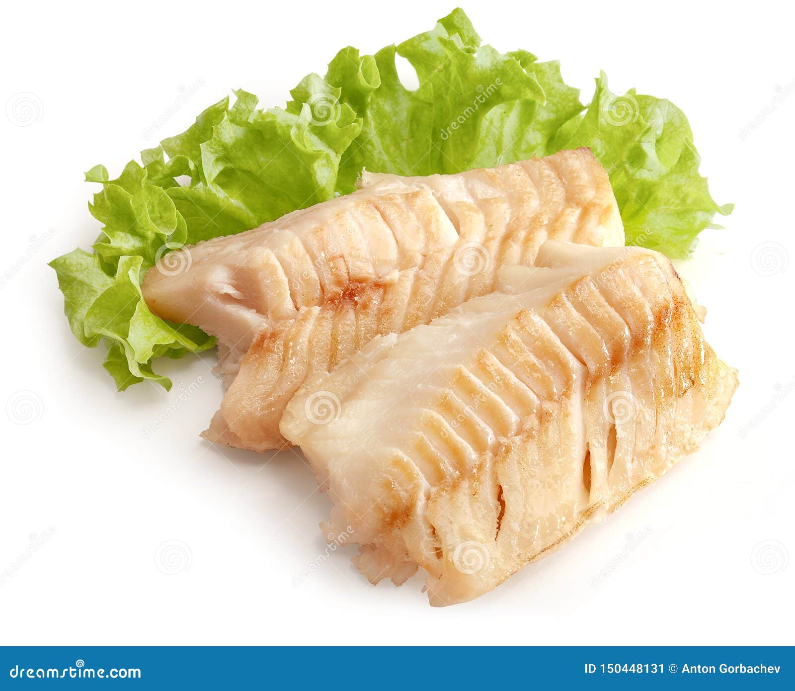 Baked Cod Loin with Lettuce Stock Image - Image of dish, fillet: 150448131