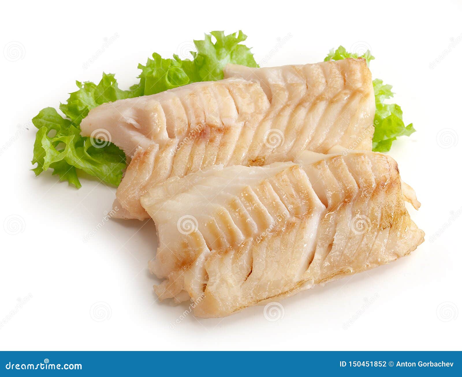 Baked Cod Loin with Lettuce Stock Photo - Image of healthy, cooked ...
