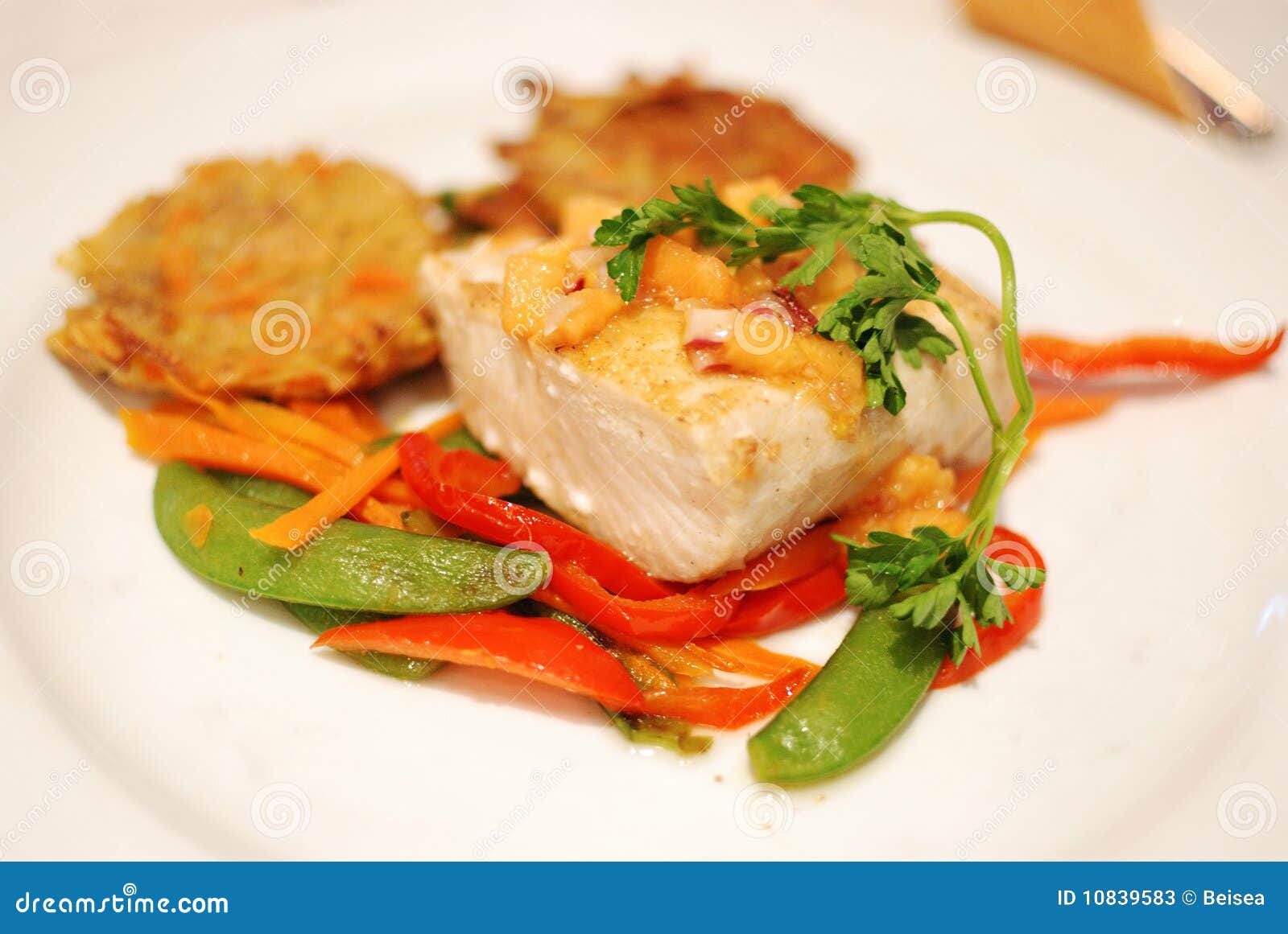 Baked cod with vegetables stock image. Image of pepper - 10839583