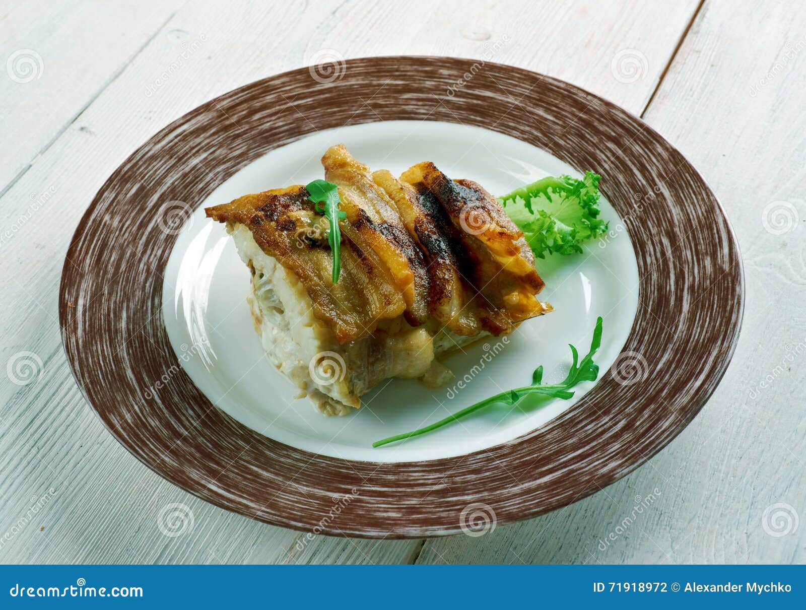 Baked cod wrapped in bacon stock photo. Image of baked - 71918972