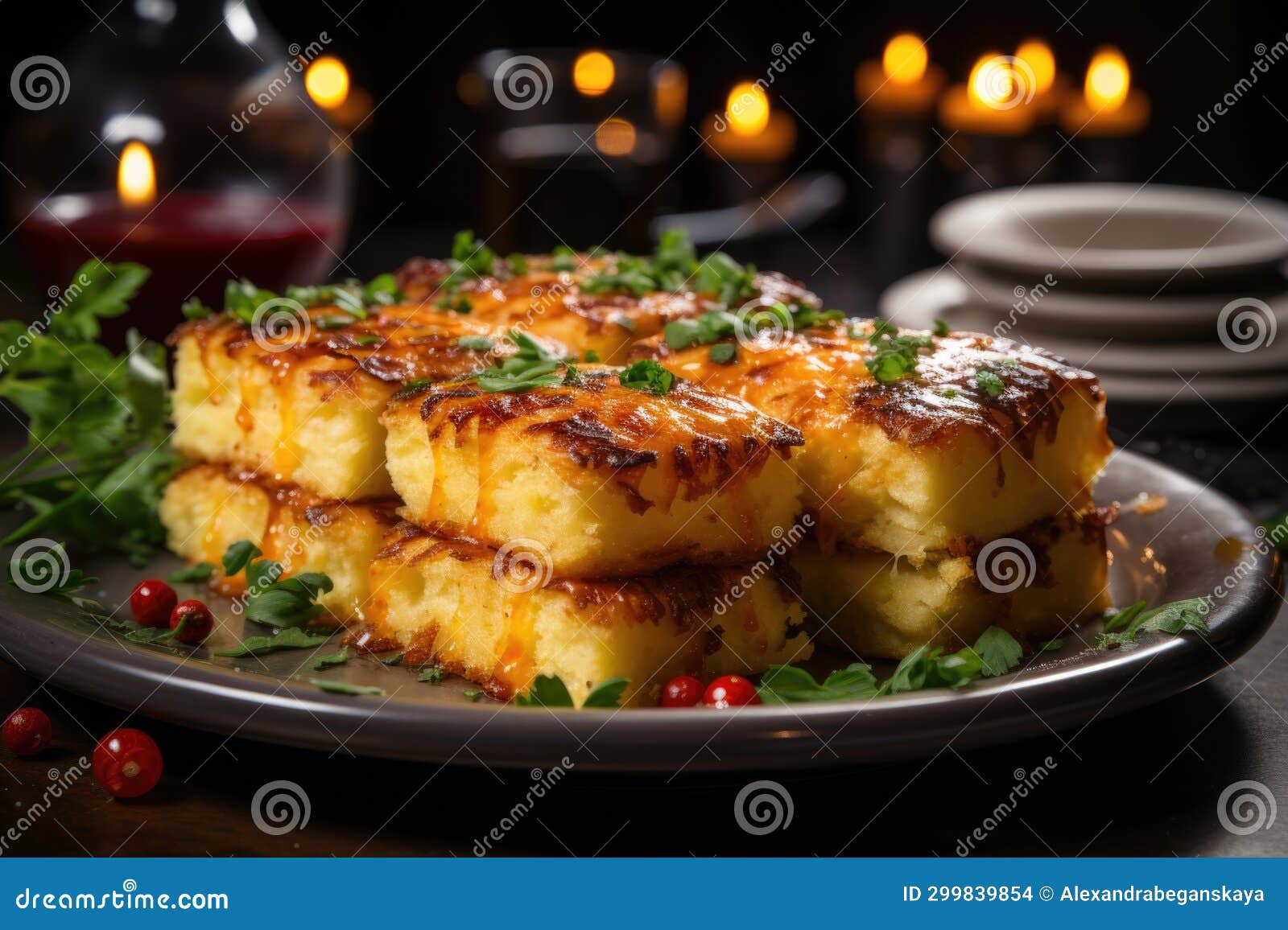 Baked Corn Bread with Cheddar, Close-up. Festive Christmas Dish Stock ...