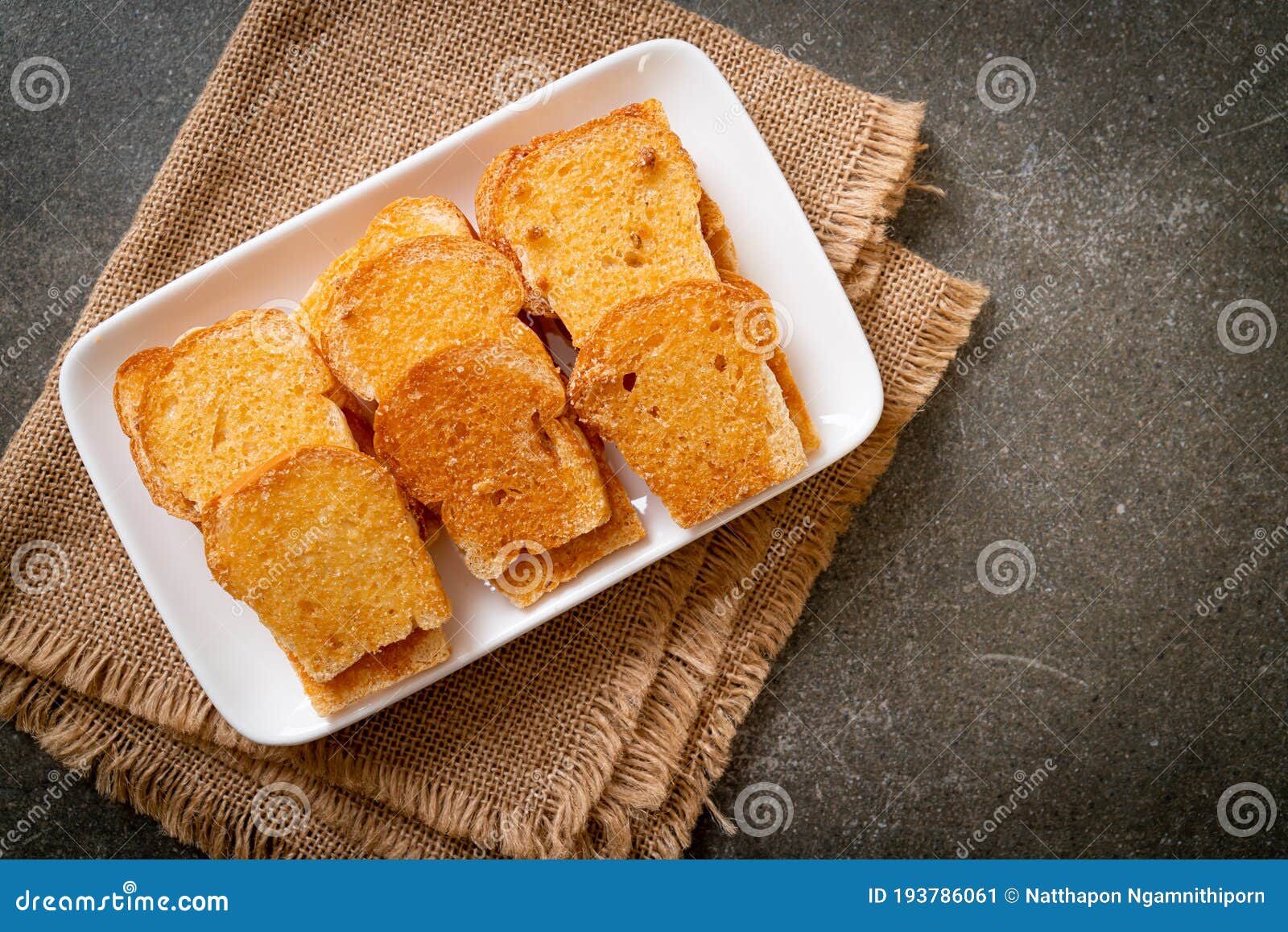 Baked Crispy Bread with Butter and Sugar Stock Image - Image of french ...