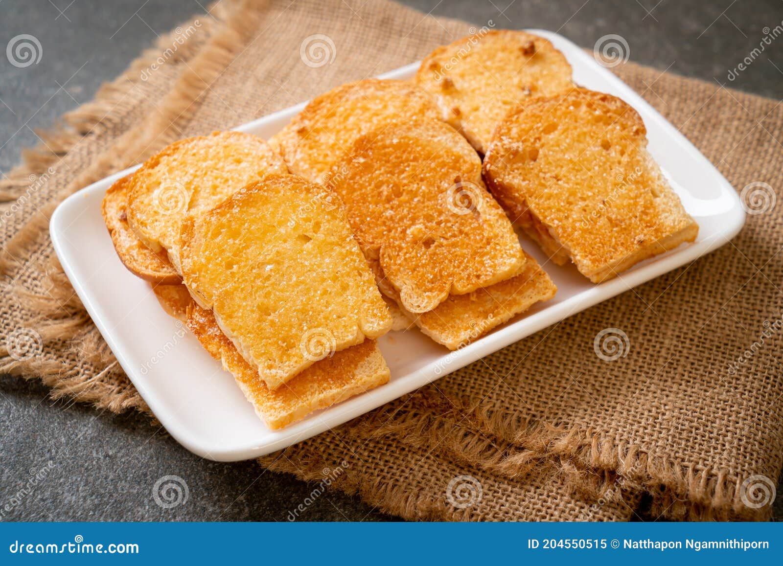 Baked Crispy Bread with Butter and Sugar Stock Image - Image of diet ...
