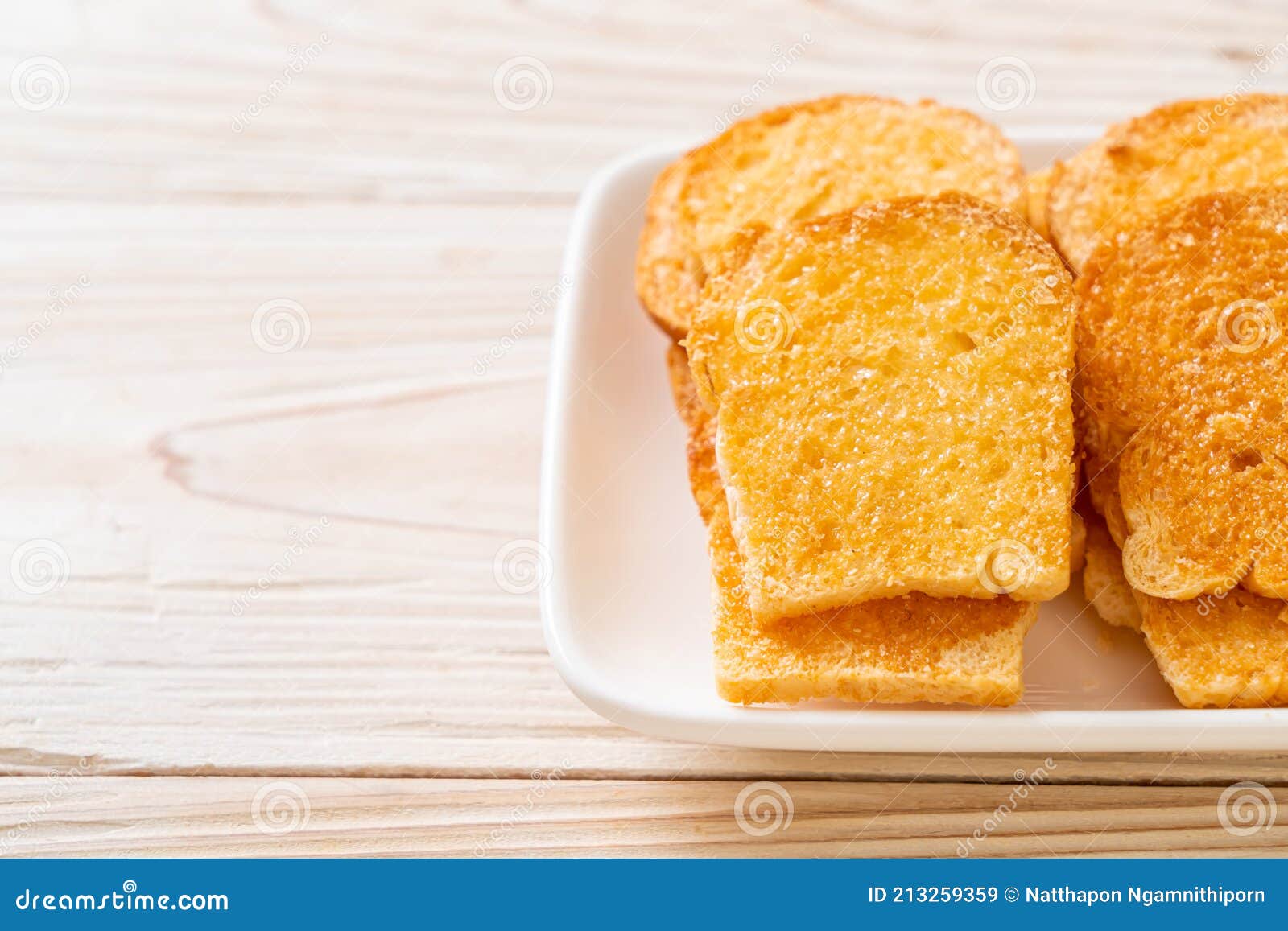 Baked Crispy Bread with Butter and Sugar Stock Image - Image of ...