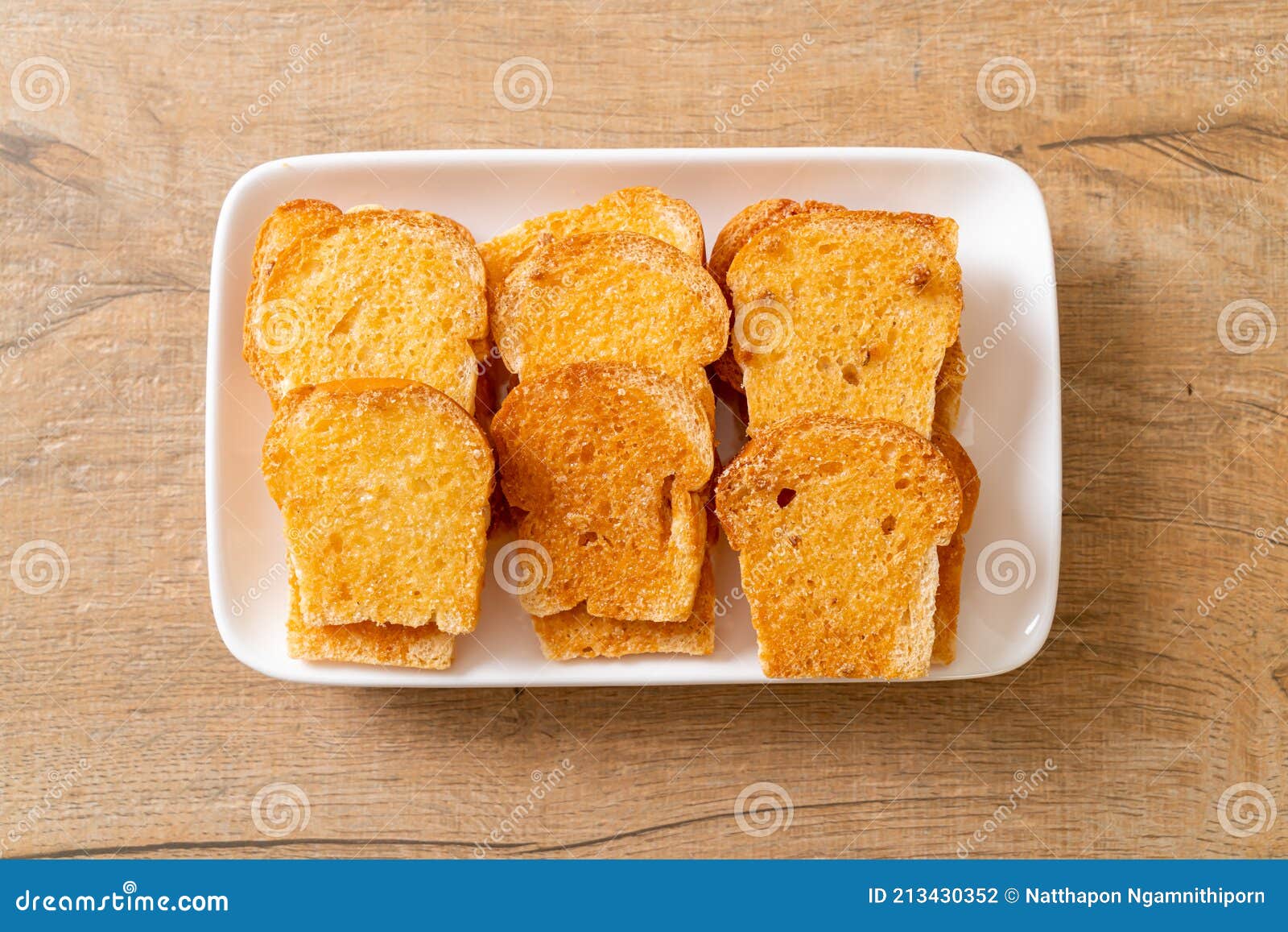 Baked Crispy Bread with Butter and Sugar Stock Photo - Image of butter ...