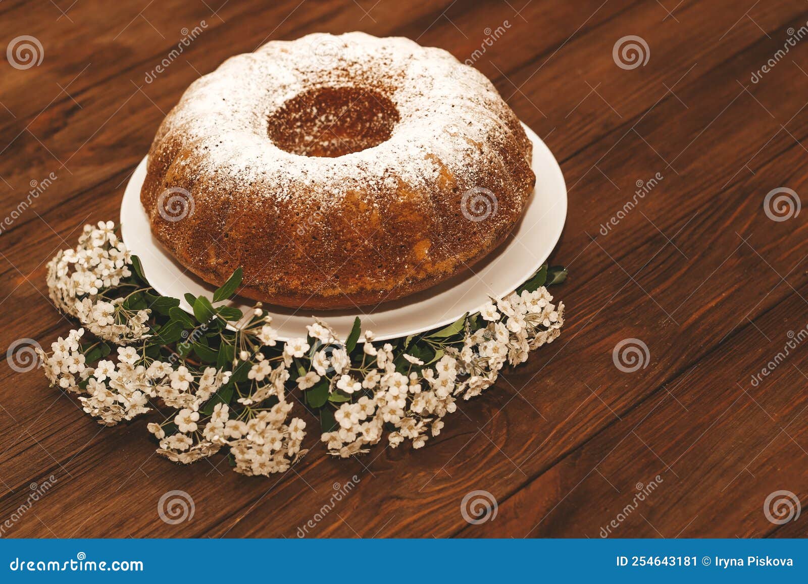 The Baked Dessert is a Round Cupcake Sprinkled with Powder. Stock Image ...