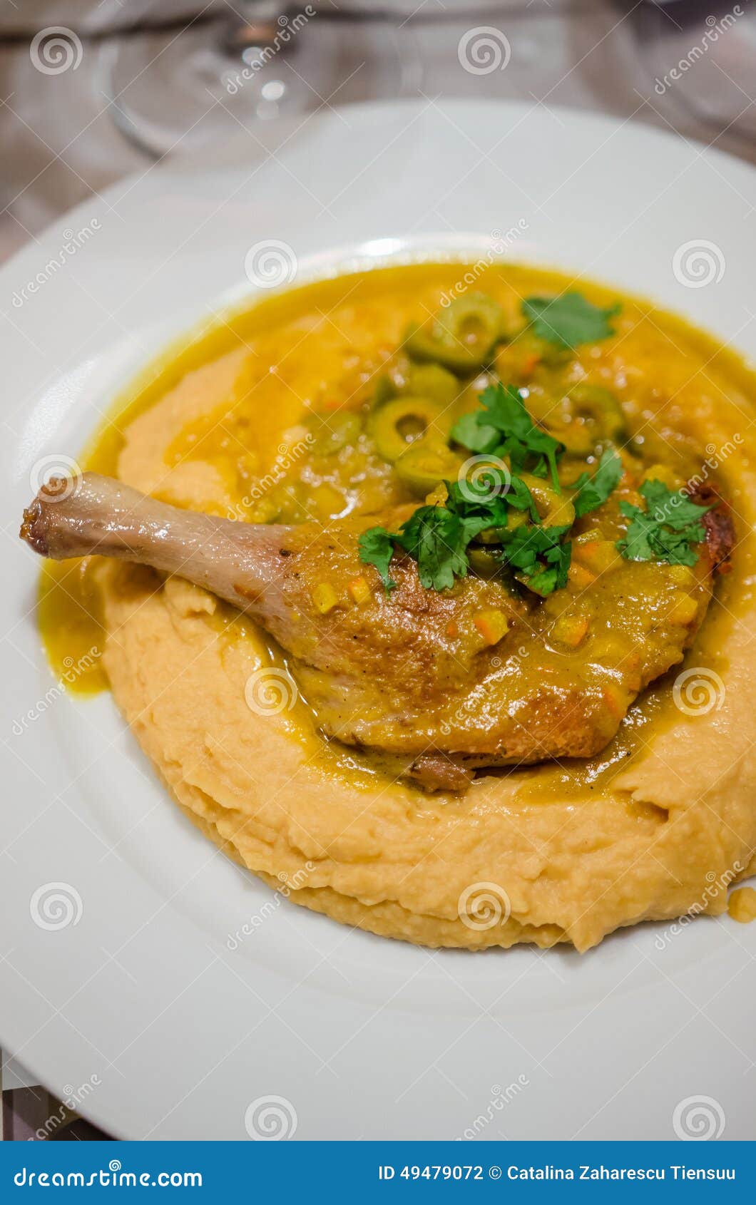 Baked Duck Leg with Chickpea Mash Stock Photo - Image of cuisine ...