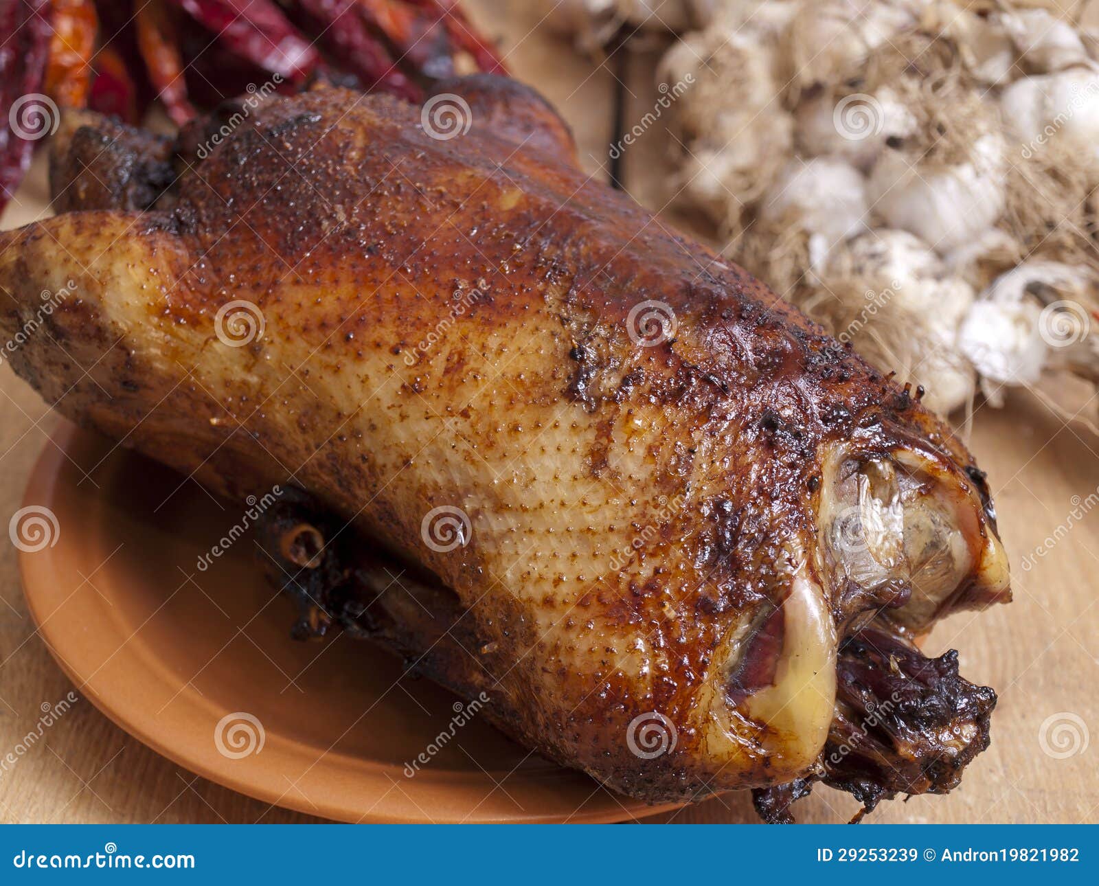 Baked duck on a table stock image. Image of ready, harmful - 29253239