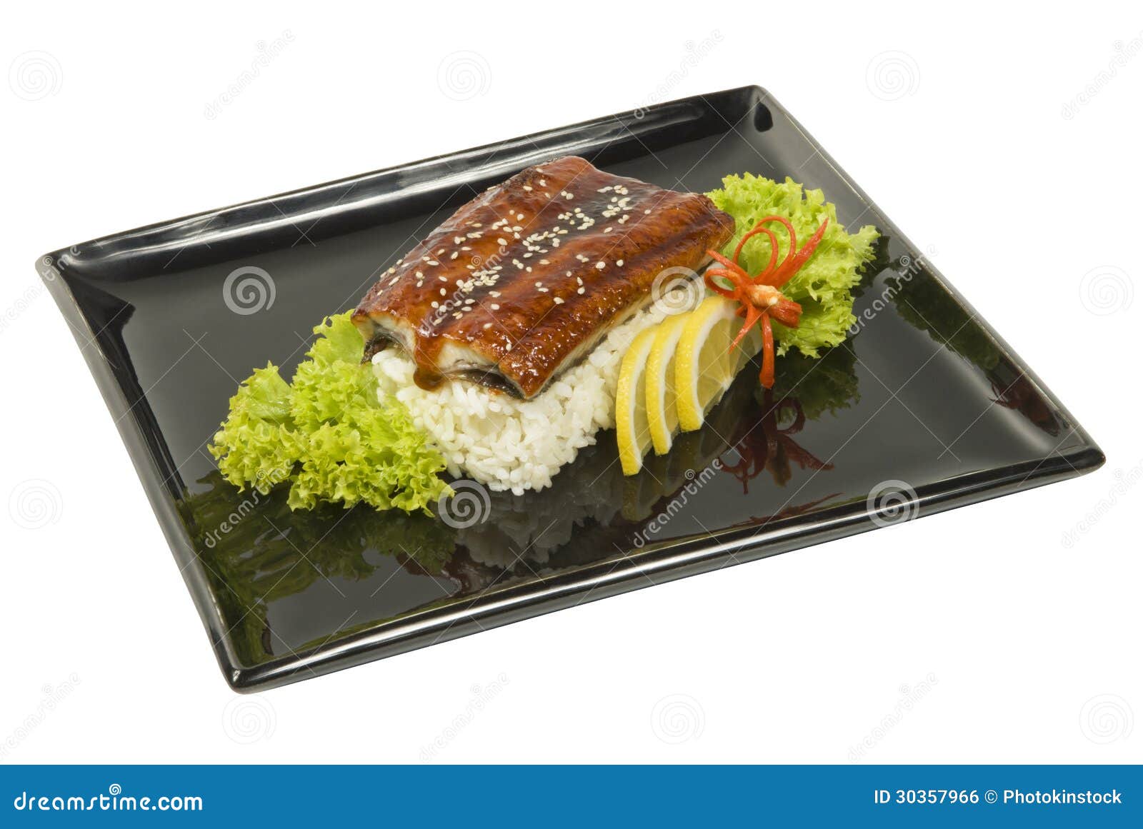 Baked Eel Cooked with Rice and Salad Dining Stock Photo - Image of asia ...