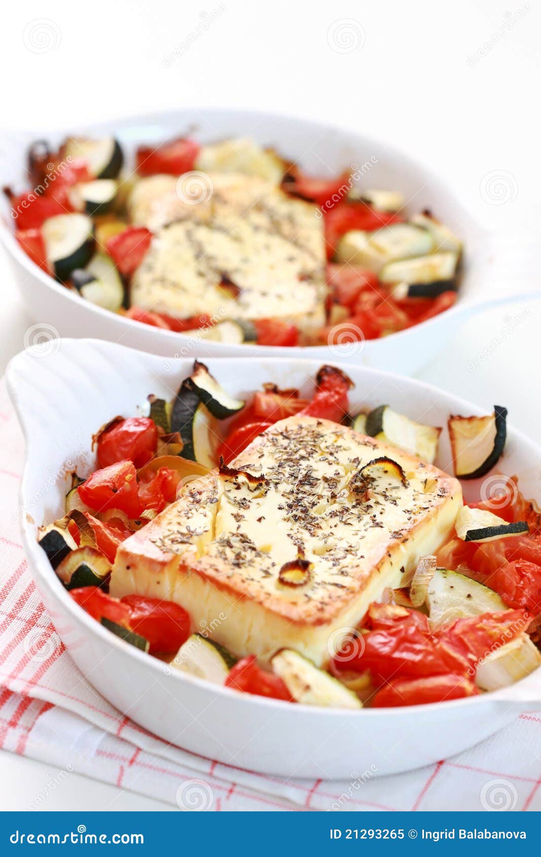 Baked Feta Cheese with Vegetables Stock Image - Image of garnish, milk ...