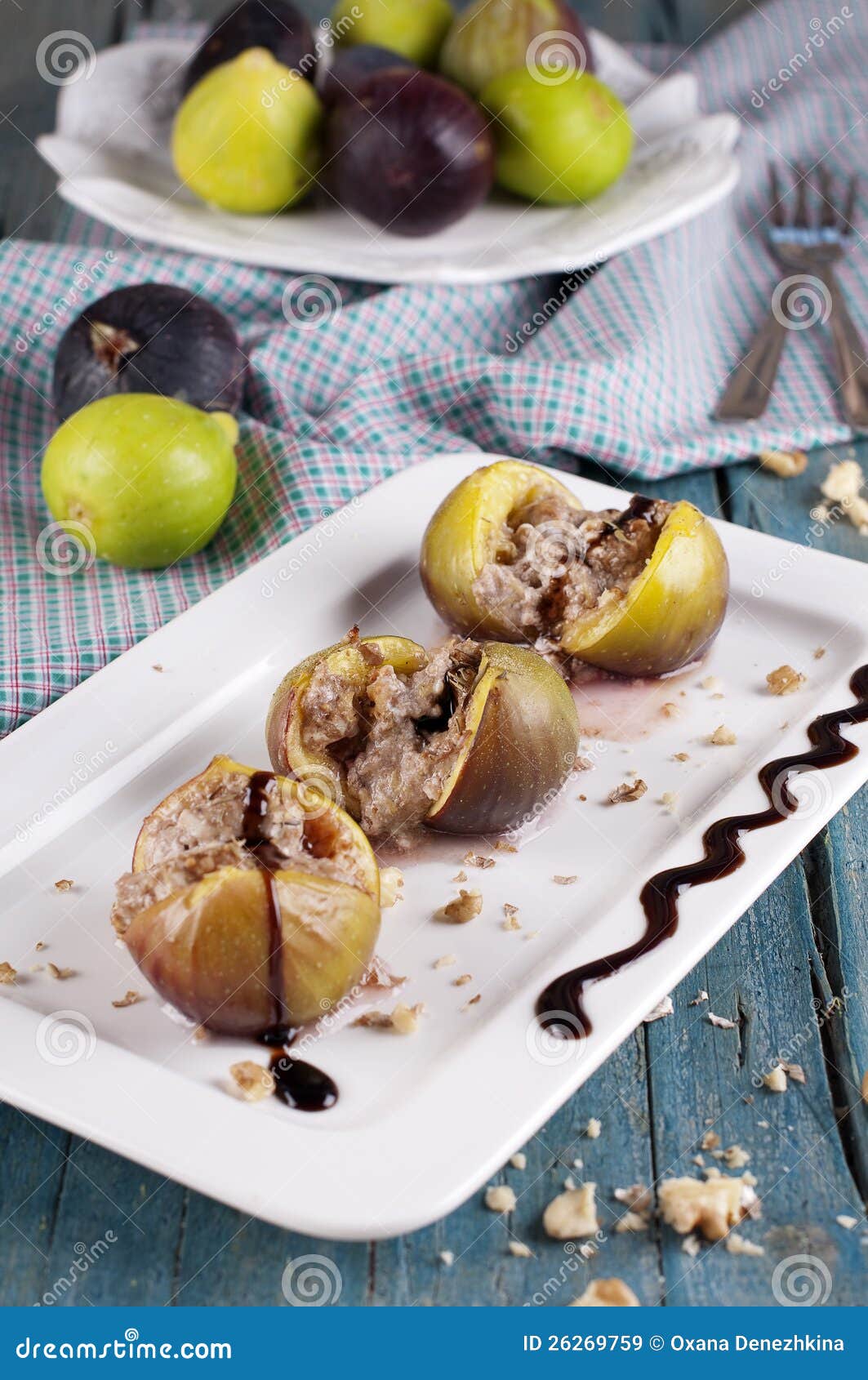 Baked fig with cheese stock image. Image of delicious - 26269759